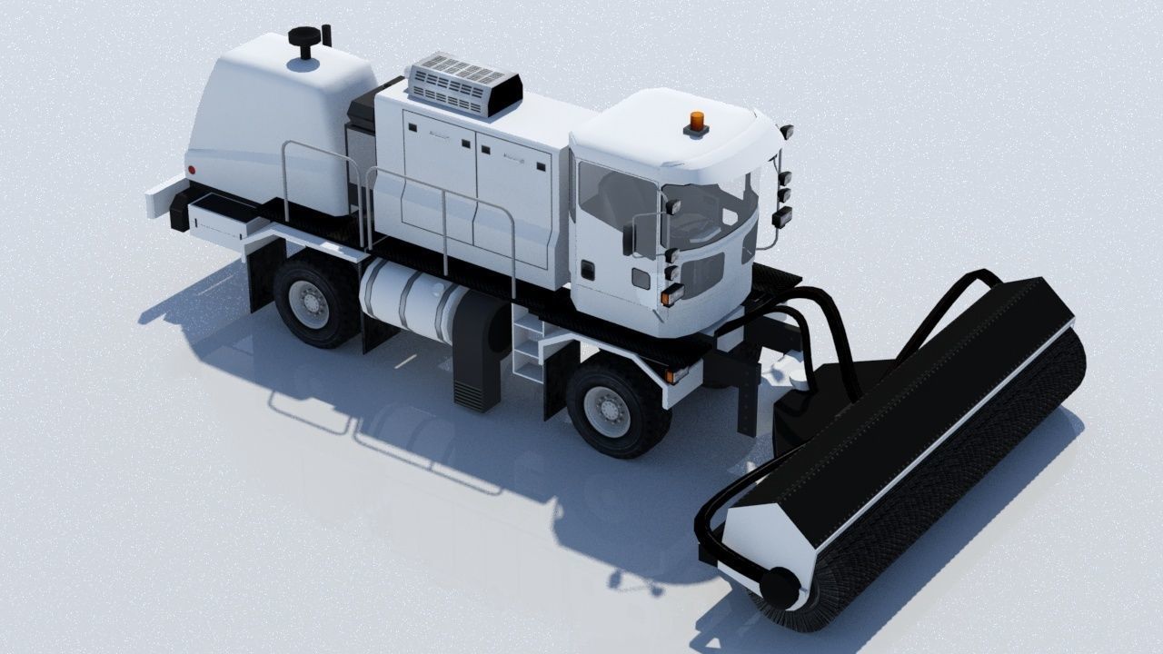 3D model Oshkosh H Series Static Snow Sweep Airport Low Poly VR / AR ...