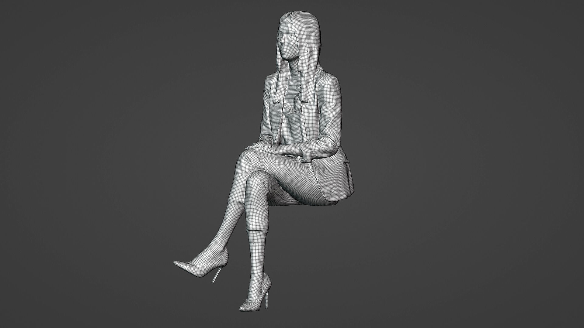 Business woman sitting - posed 3D photo scan 3D model | CGTrader