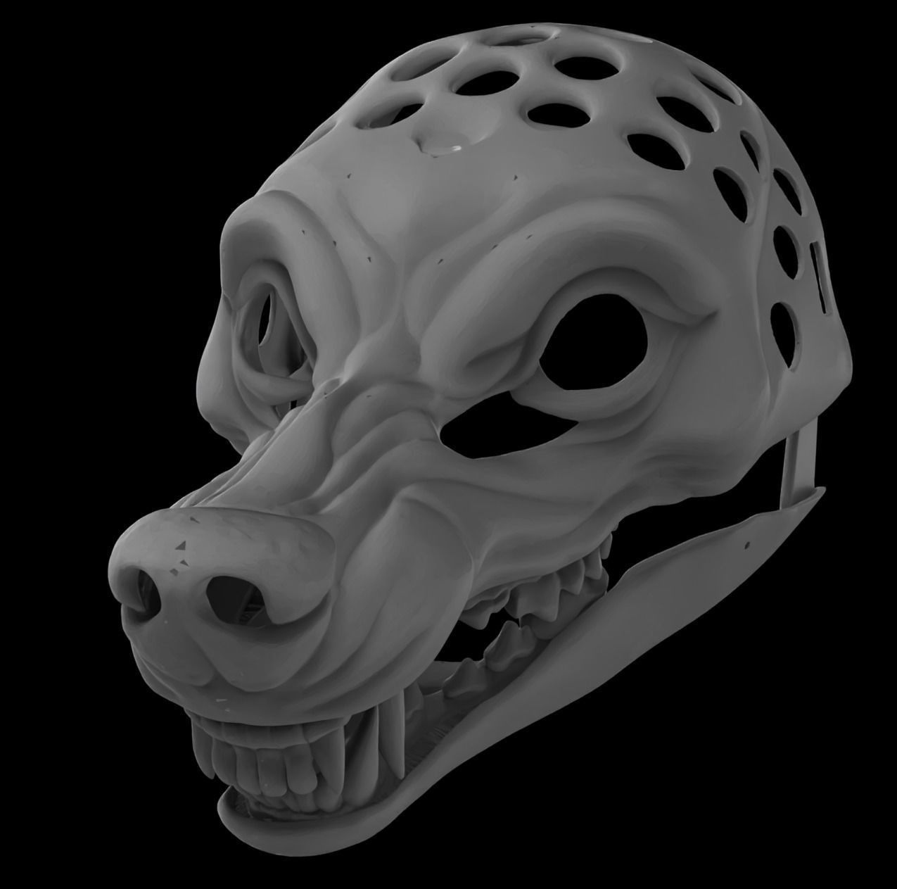 Articulated Snarly Werewolf Mask Head Base 3D model 3D printable | CGTrader