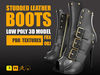 3D model Studded Leather Boot Low-poly 3D model PBR Textures VR / AR ...