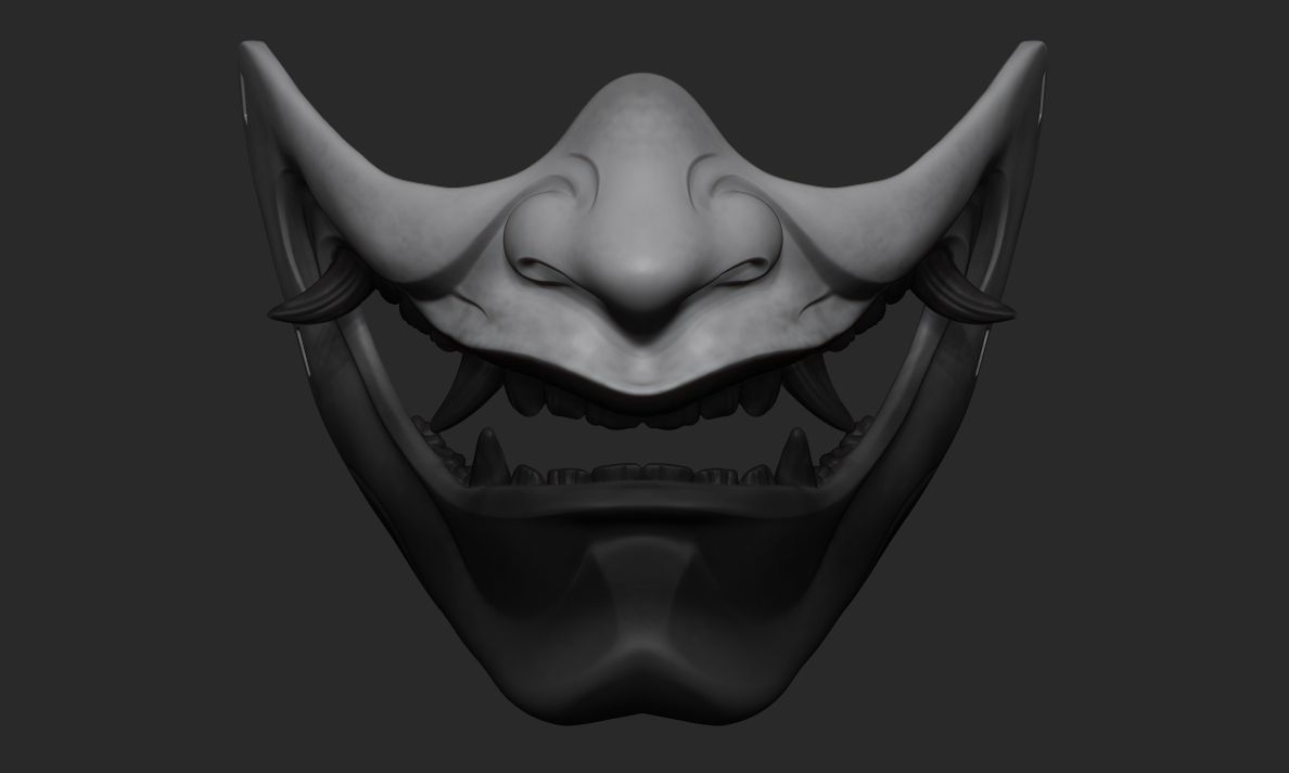 Oni Hanya Mask - half mask - 3D model 3D printable | CGTrader
