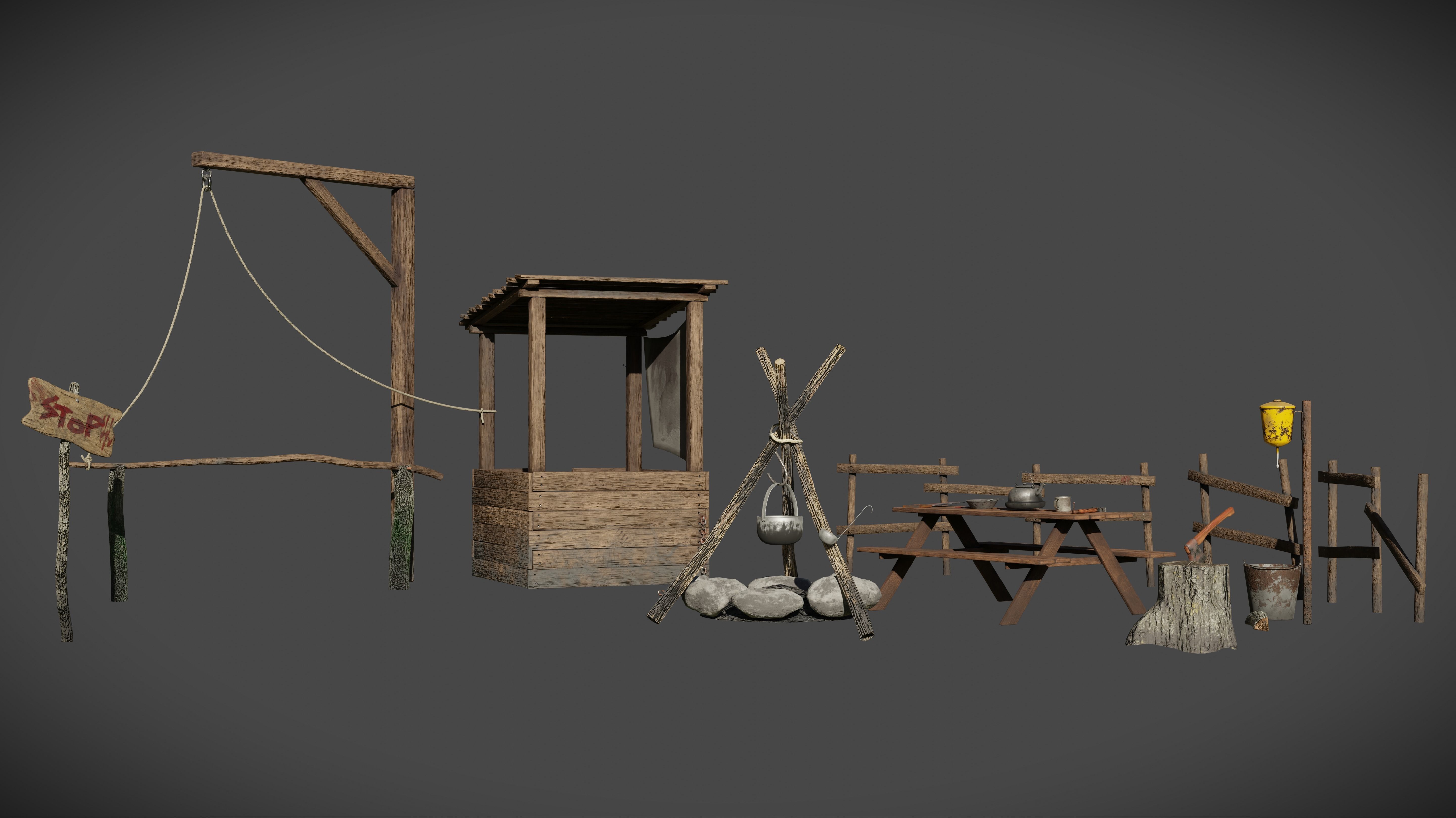 3D model Forest Block Post assets VR / AR / low-poly | CGTrader