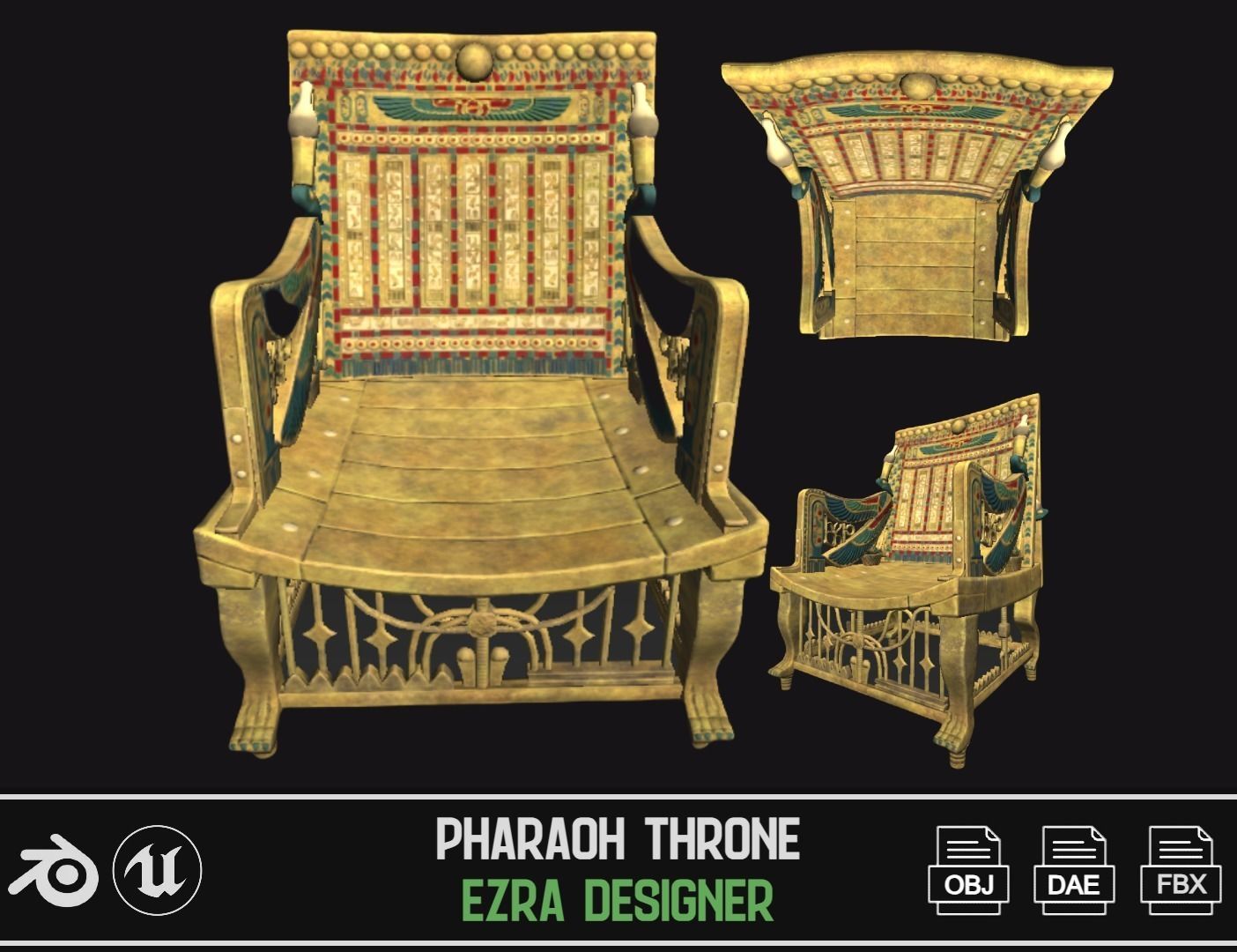 3D model Pharaoh Throne VR / AR / low-poly | CGTrader