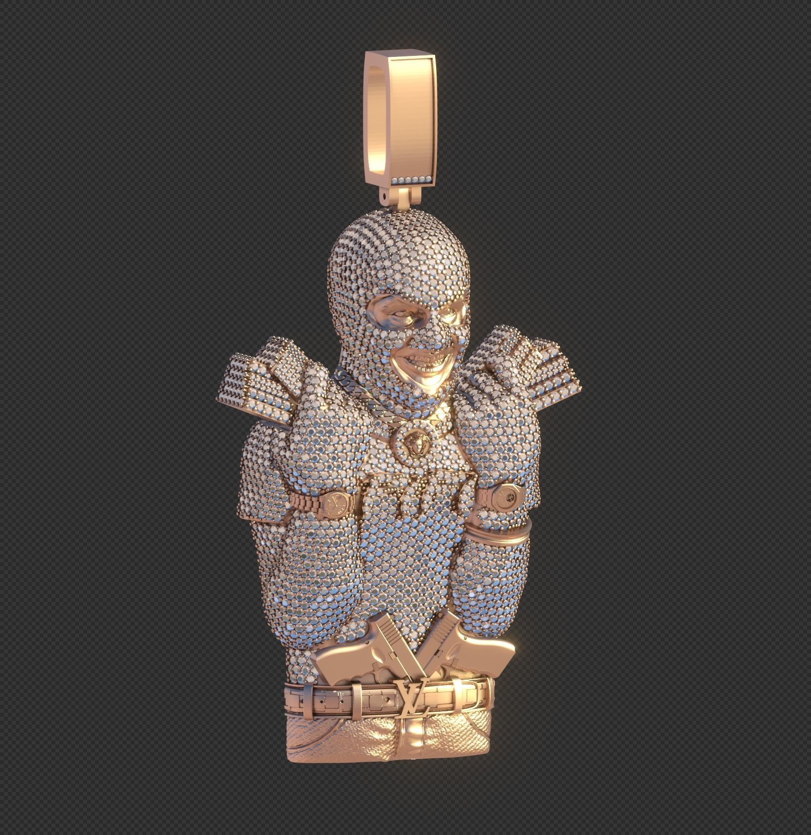 Icedout Gangster necklace 3D model 3D printable | CGTrader