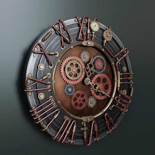 Steampunk wall clock 089 3D model | CGTrader