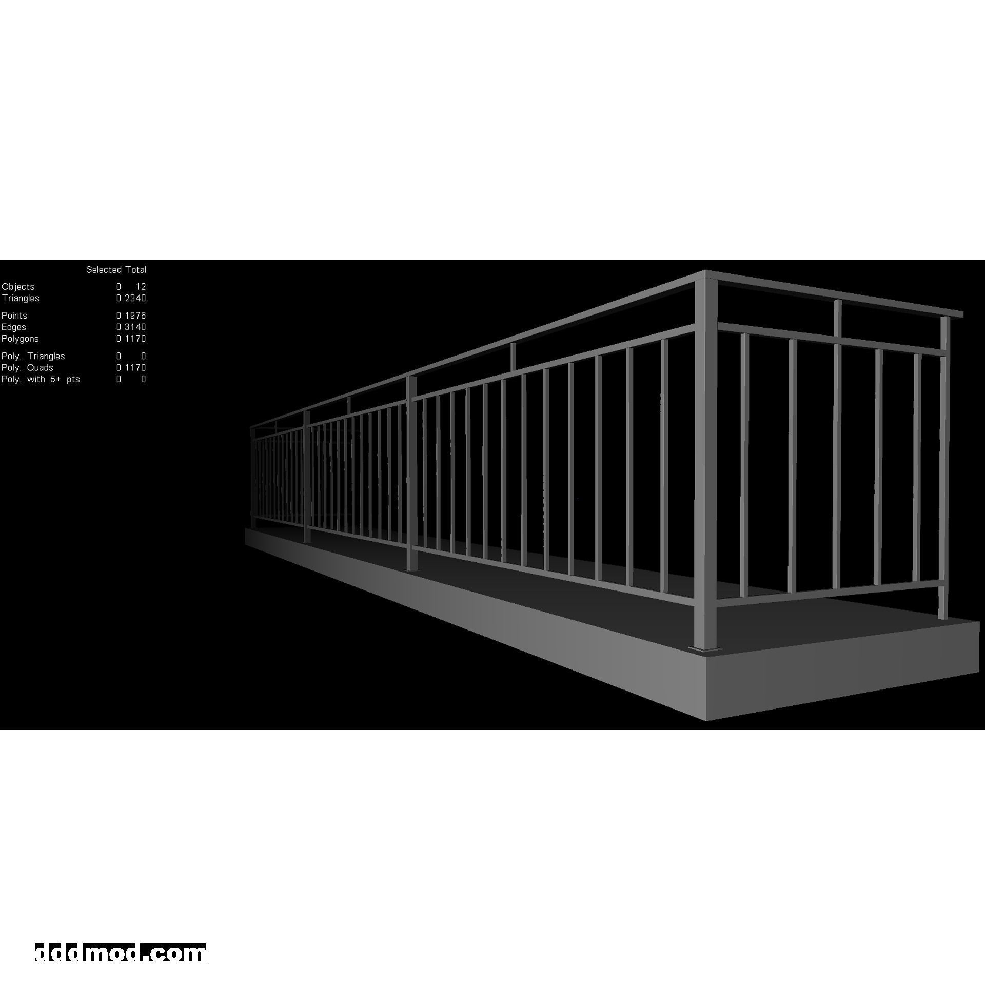 simple metal balcony railing 3D model | CGTrader