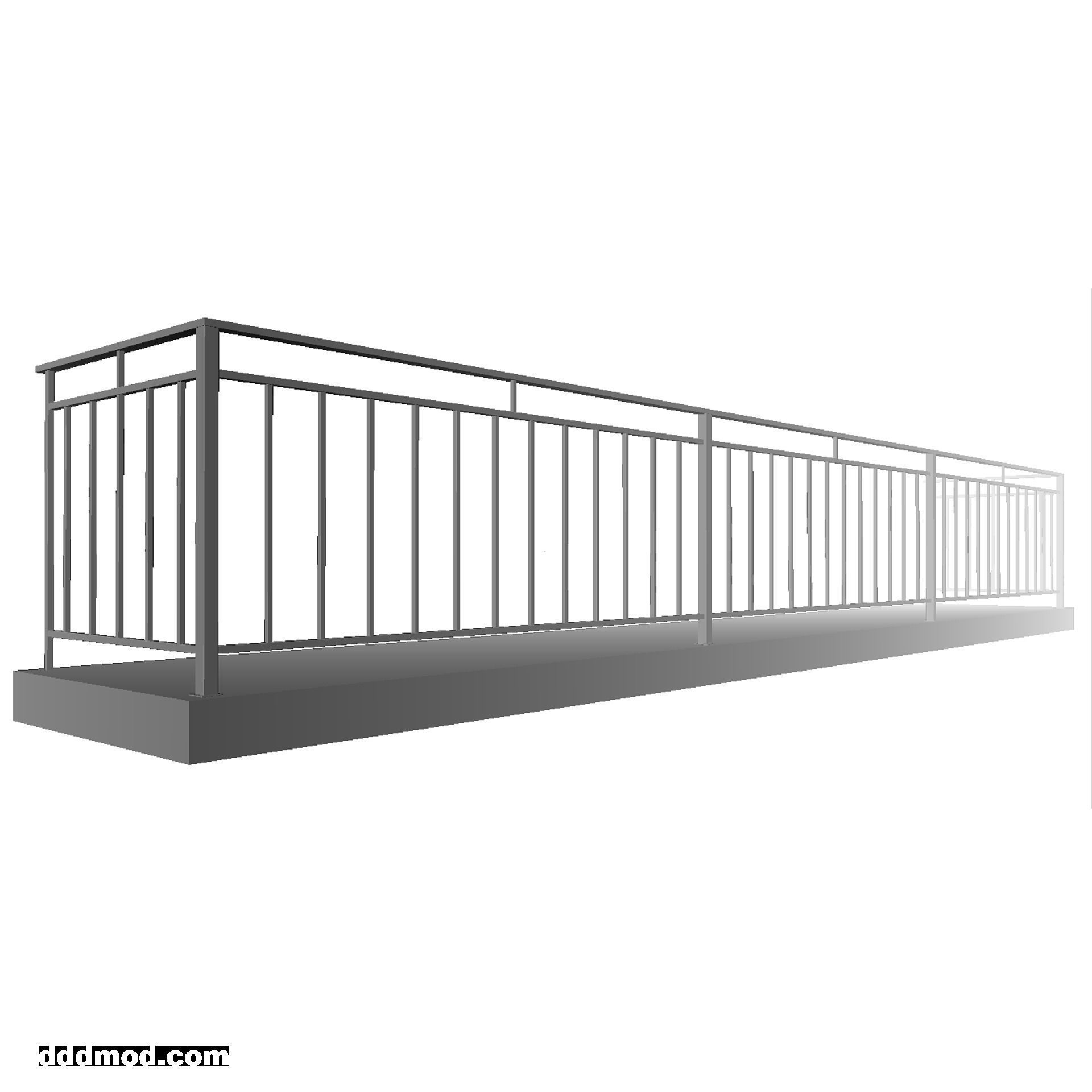 simple metal balcony railing 3D model | CGTrader