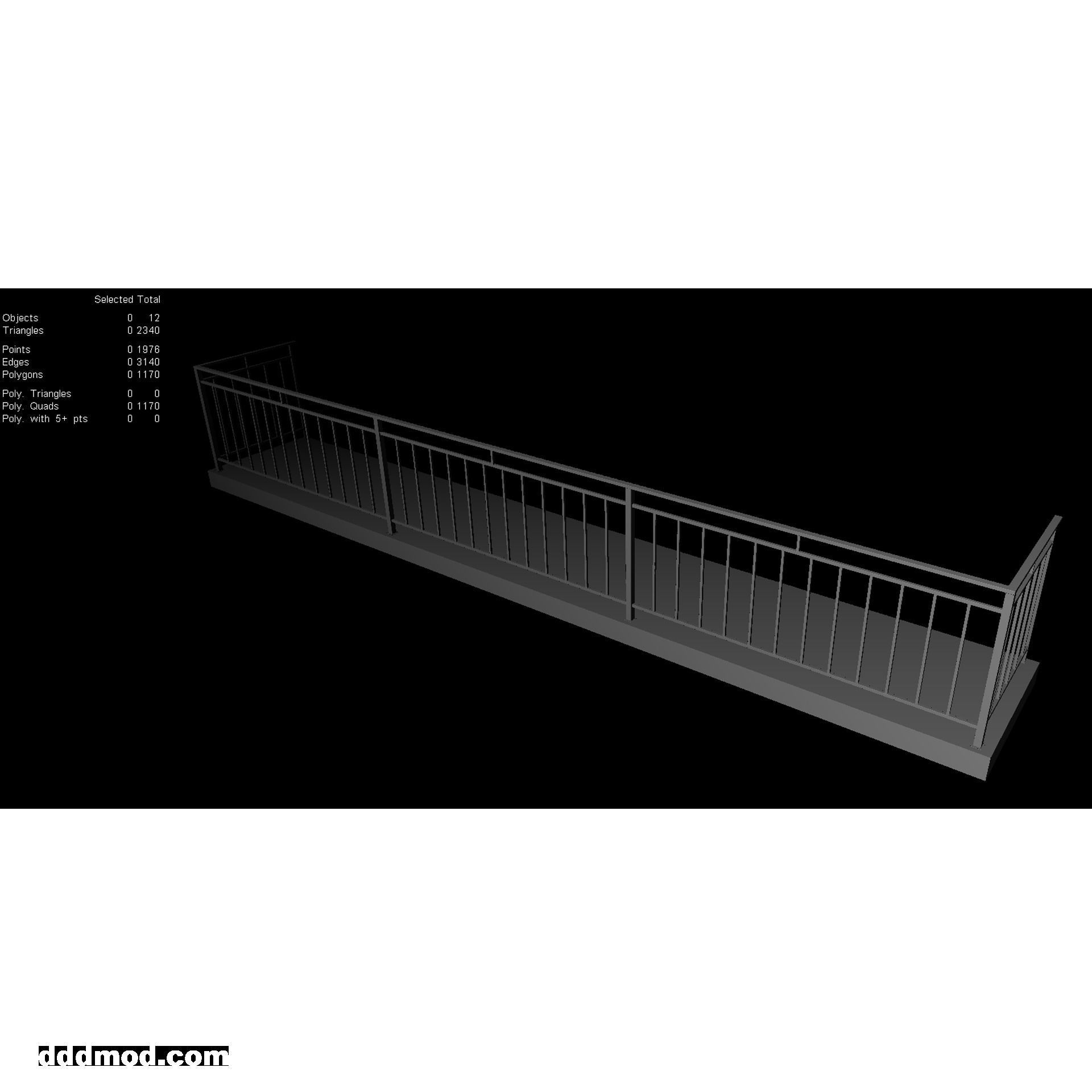 simple metal balcony railing 3D model | CGTrader