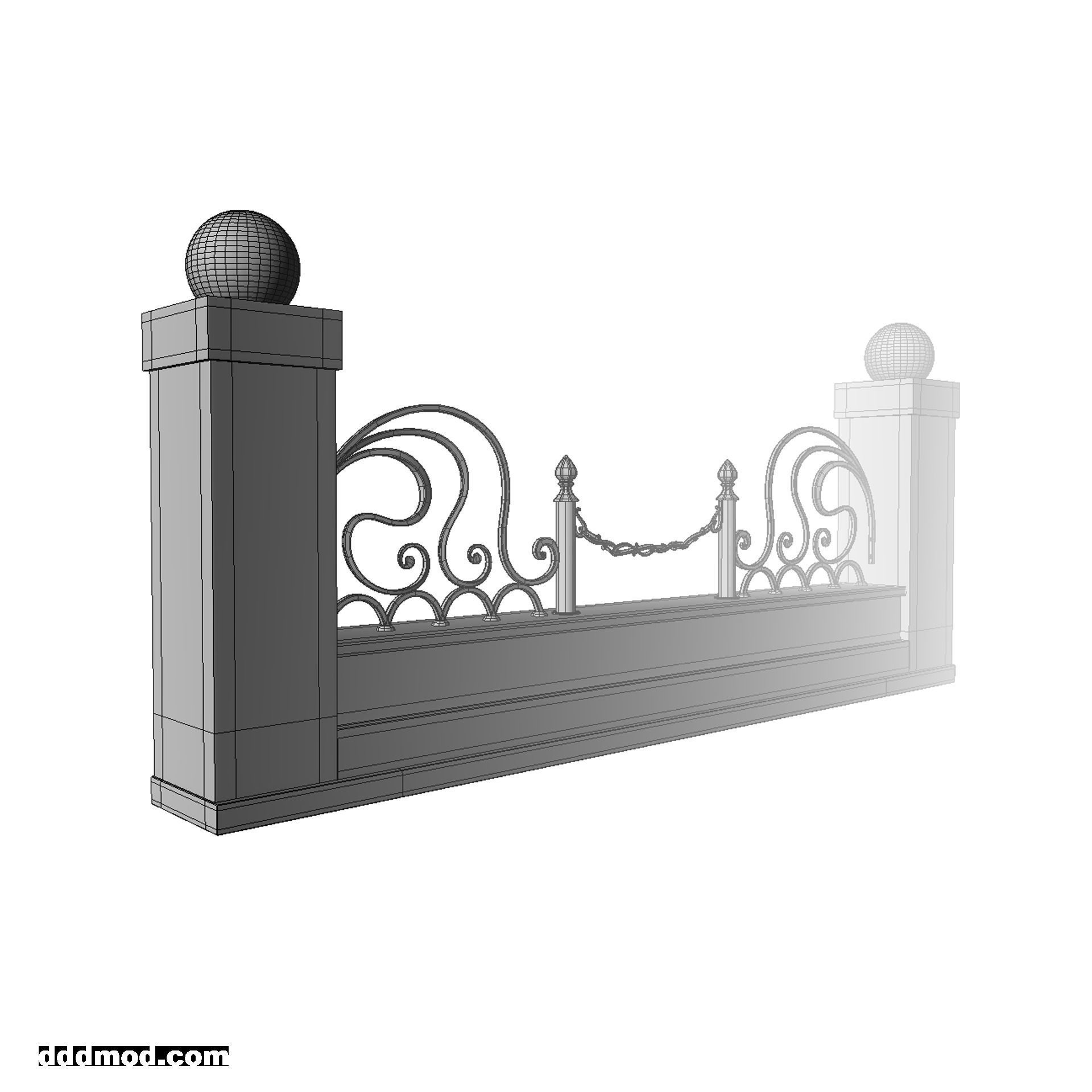 metal marble fence 3D model | CGTrader