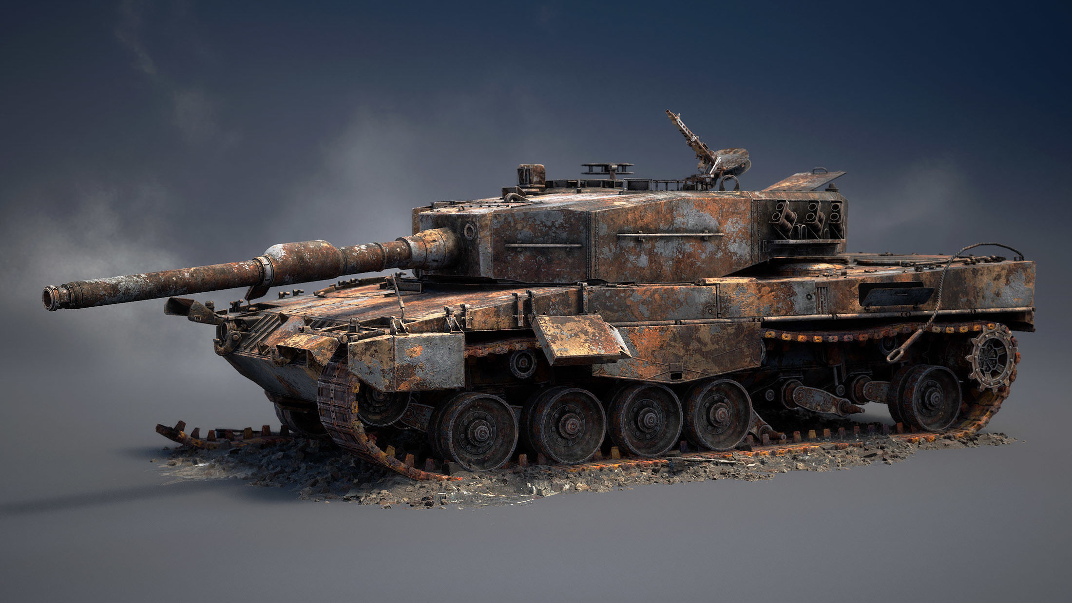3D model Leopard 2A4 Destroyed VR / AR / low-poly | CGTrader
