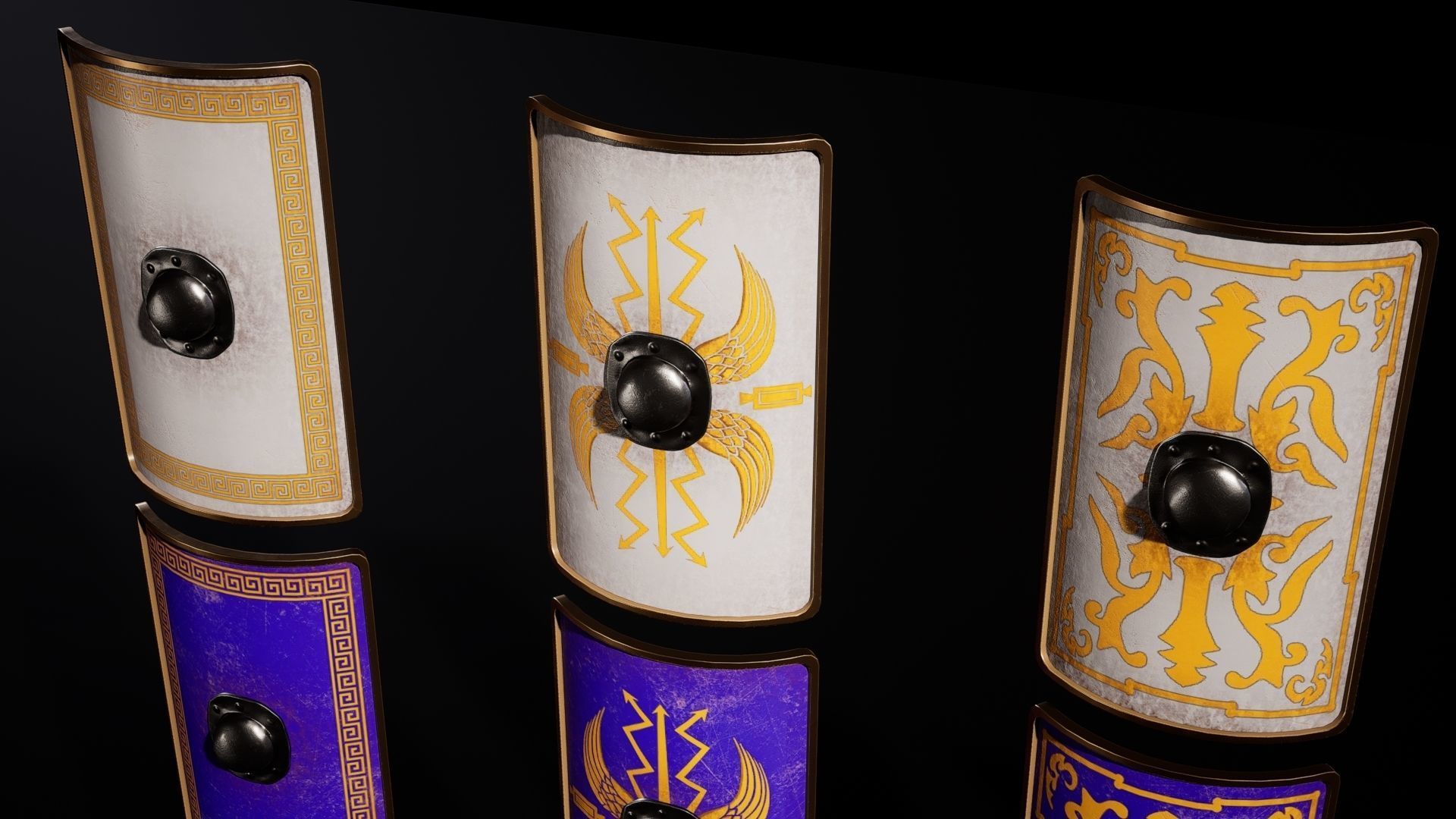 3D model ROMAN SHIELDS PACKAGE - KITBASH - UE5 VR / AR / low-poly ...