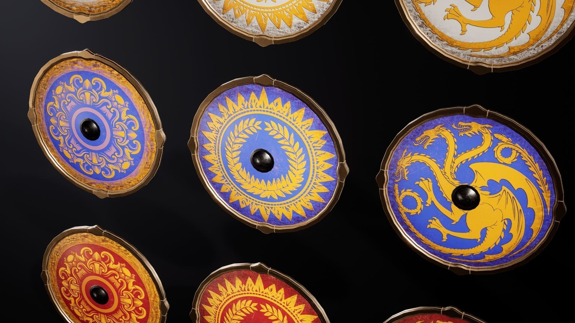 3D model ROMAN SHIELDS PACKAGE - KITBASH - UE5 VR / AR / low-poly ...