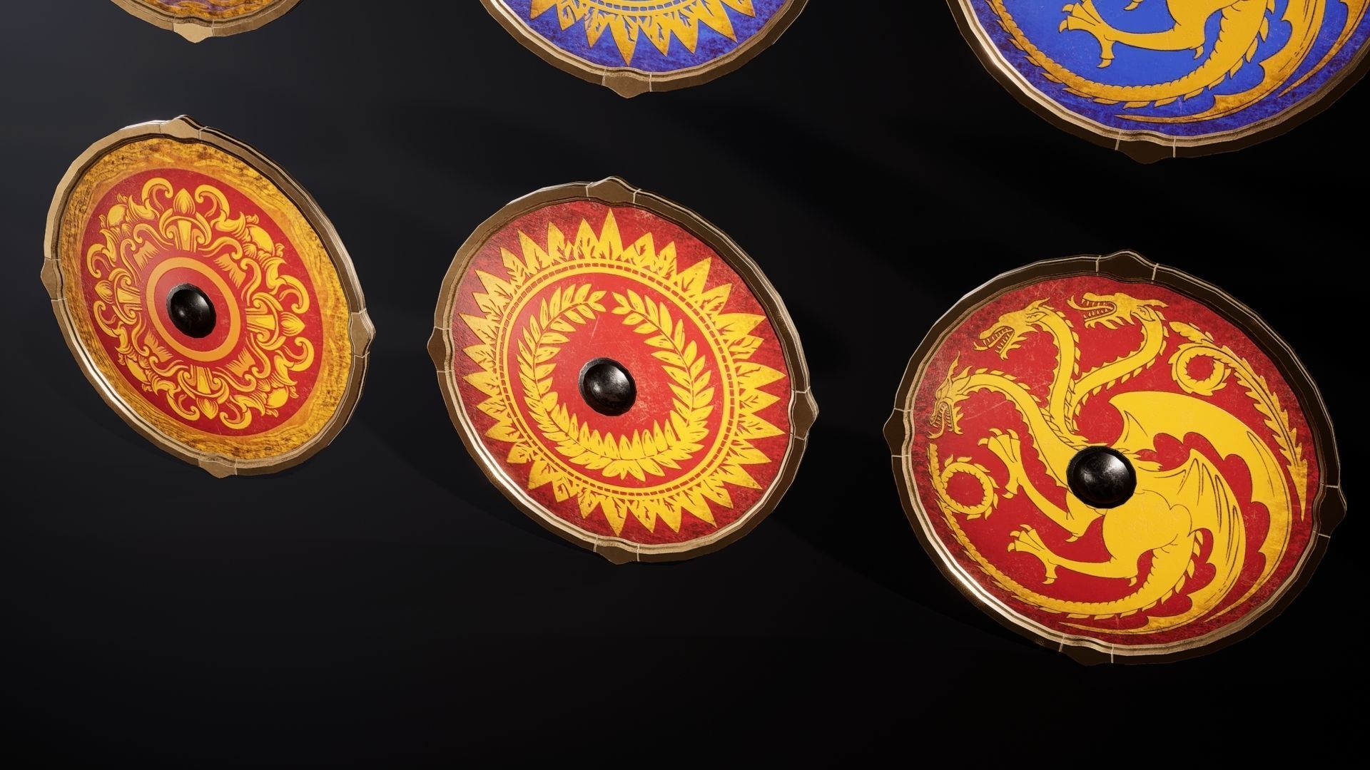 3D model ROMAN SHIELDS PACKAGE - KITBASH - UE5 VR / AR / low-poly ...