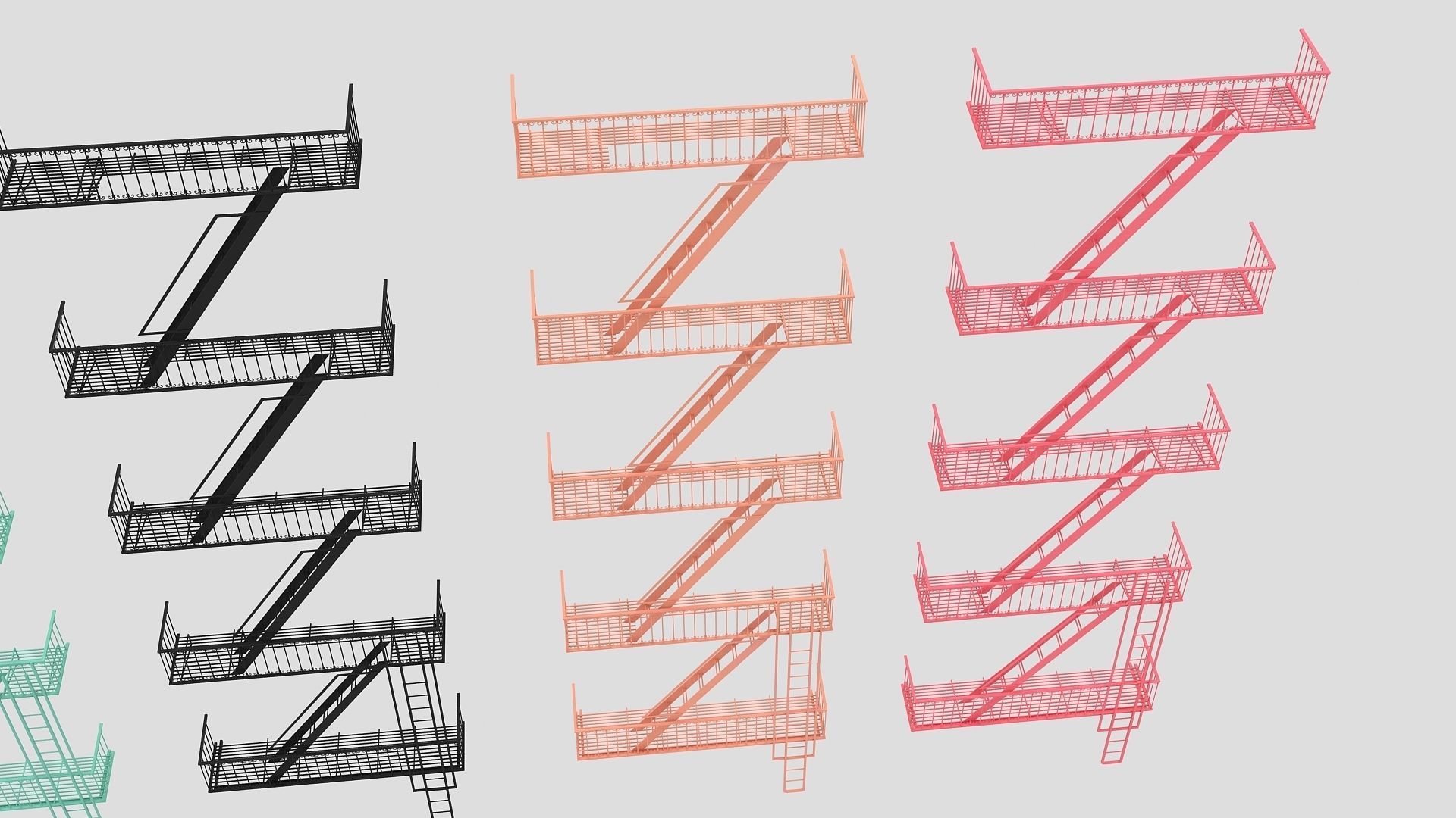 3D model Emergency Fire Escape Stairs 3d model VR / AR / low-poly ...