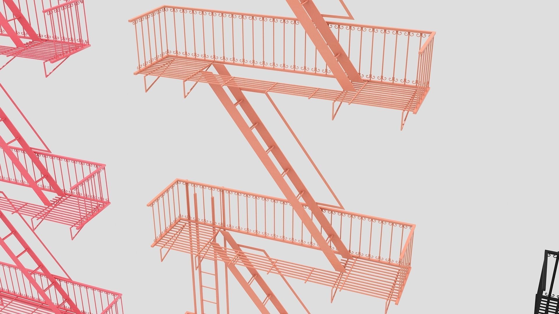3D model Emergency Fire Escape Stairs 3d model VR / AR / low-poly ...