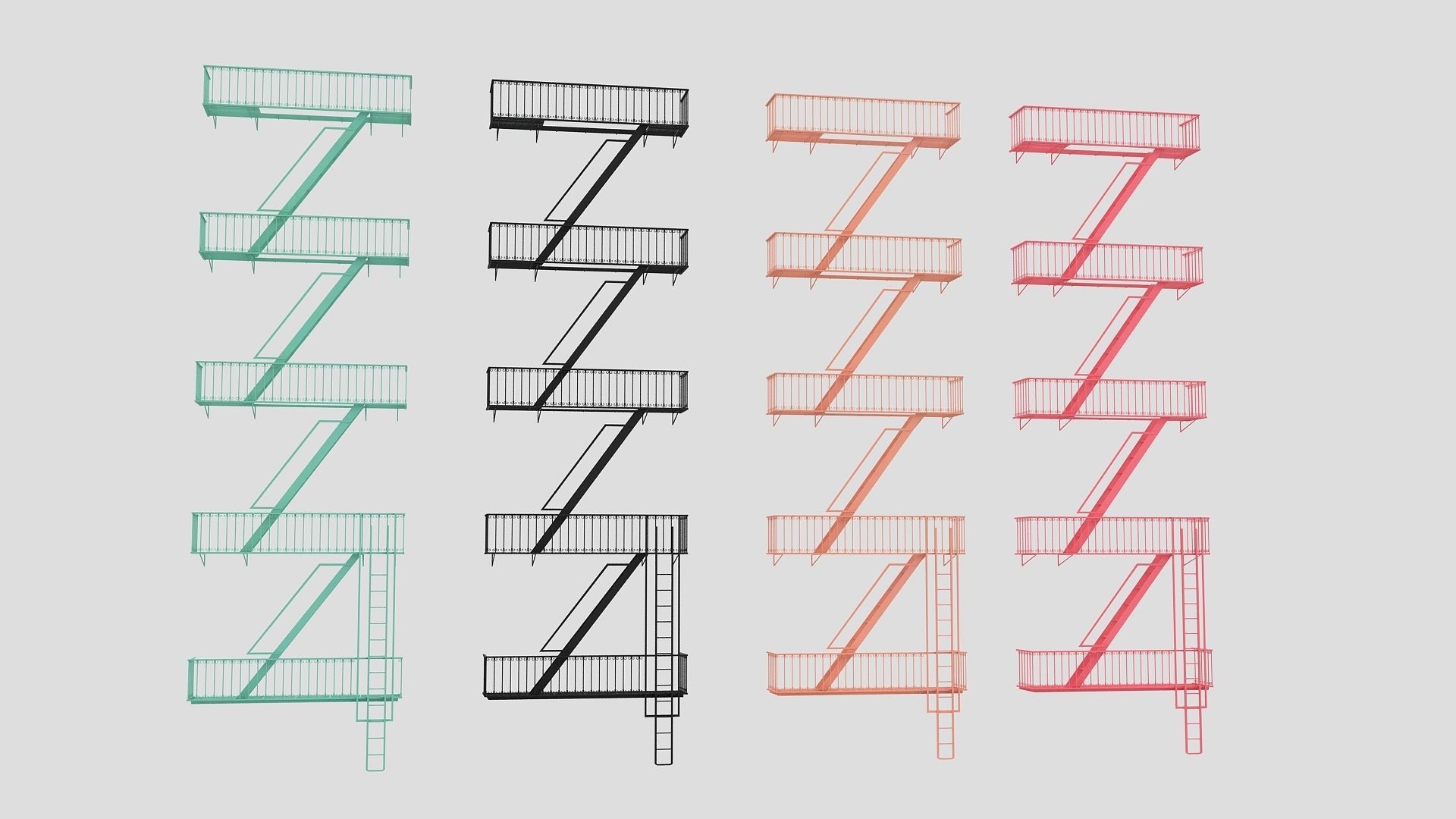 3D model Emergency Fire Escape Stairs 3d model VR / AR / low-poly ...
