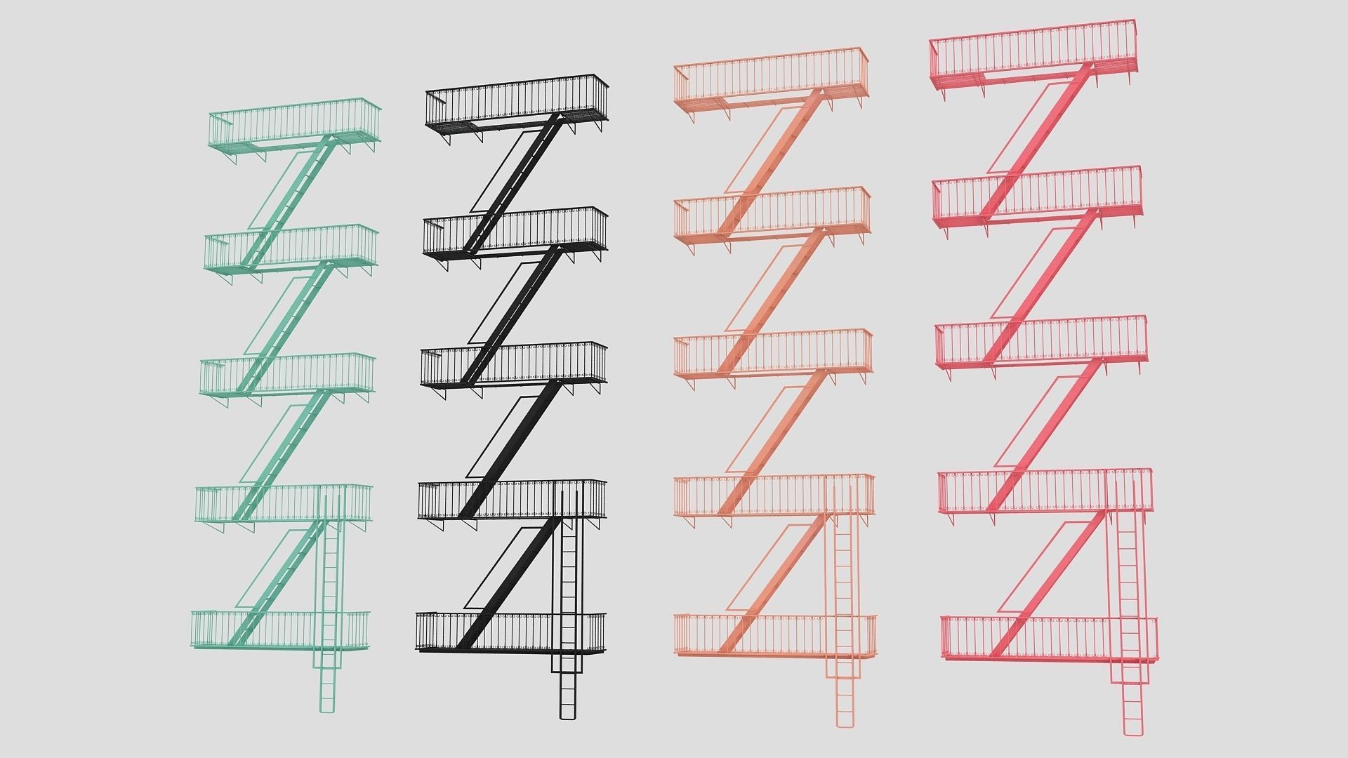 3D model Emergency Fire Escape Stairs 3d model VR / AR / low-poly ...