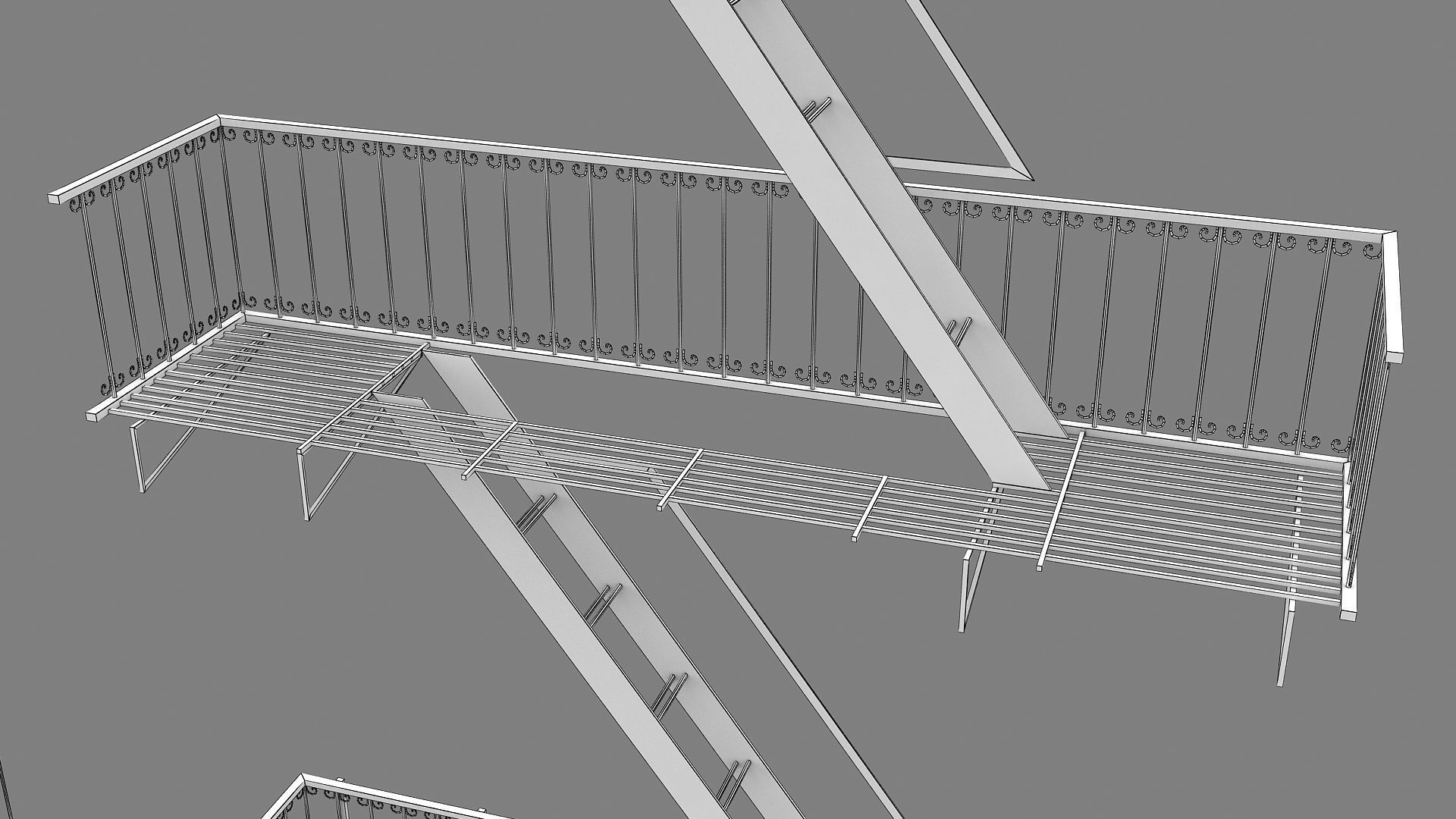 3D model Emergency Fire Escape Stairs 3d model VR / AR / low-poly ...
