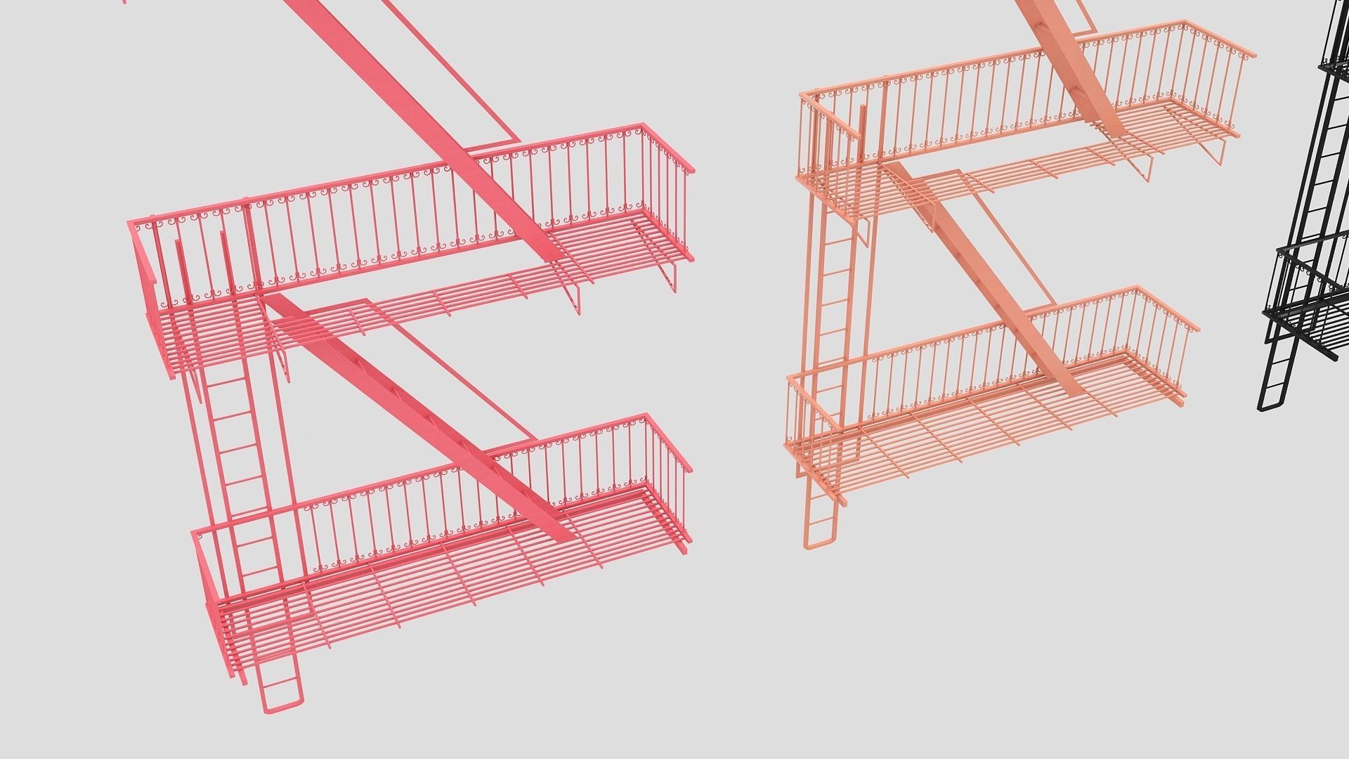 3D model Emergency Fire Escape Stairs 3d model VR / AR / low-poly ...