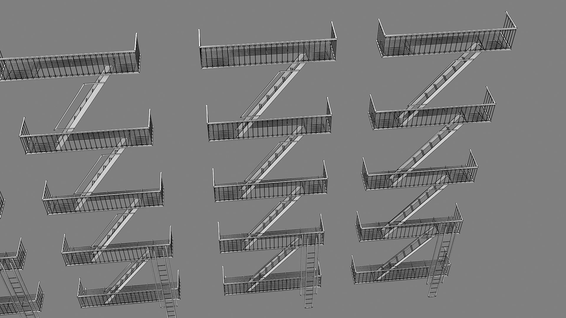 3D model Emergency Fire Escape Stairs 3d model VR / AR / low-poly ...