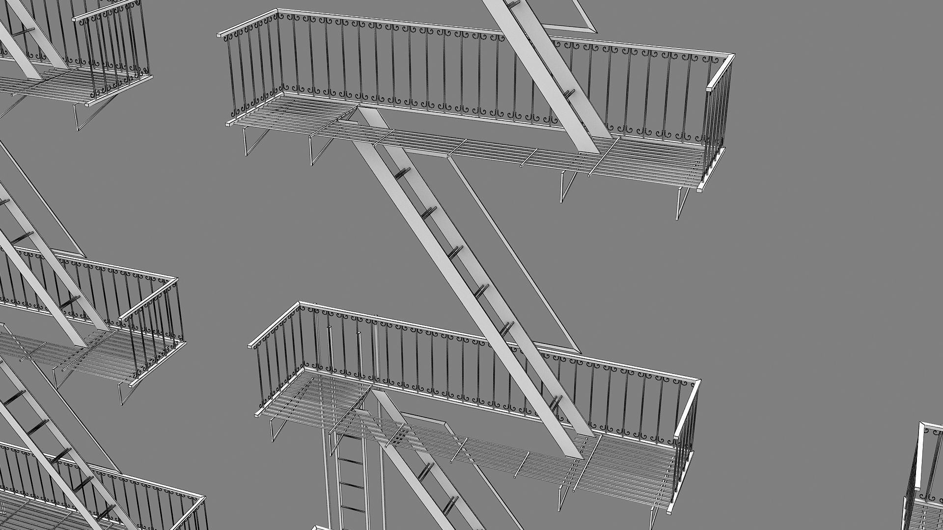 3D model Emergency Fire Escape Stairs 3d model VR / AR / low-poly ...