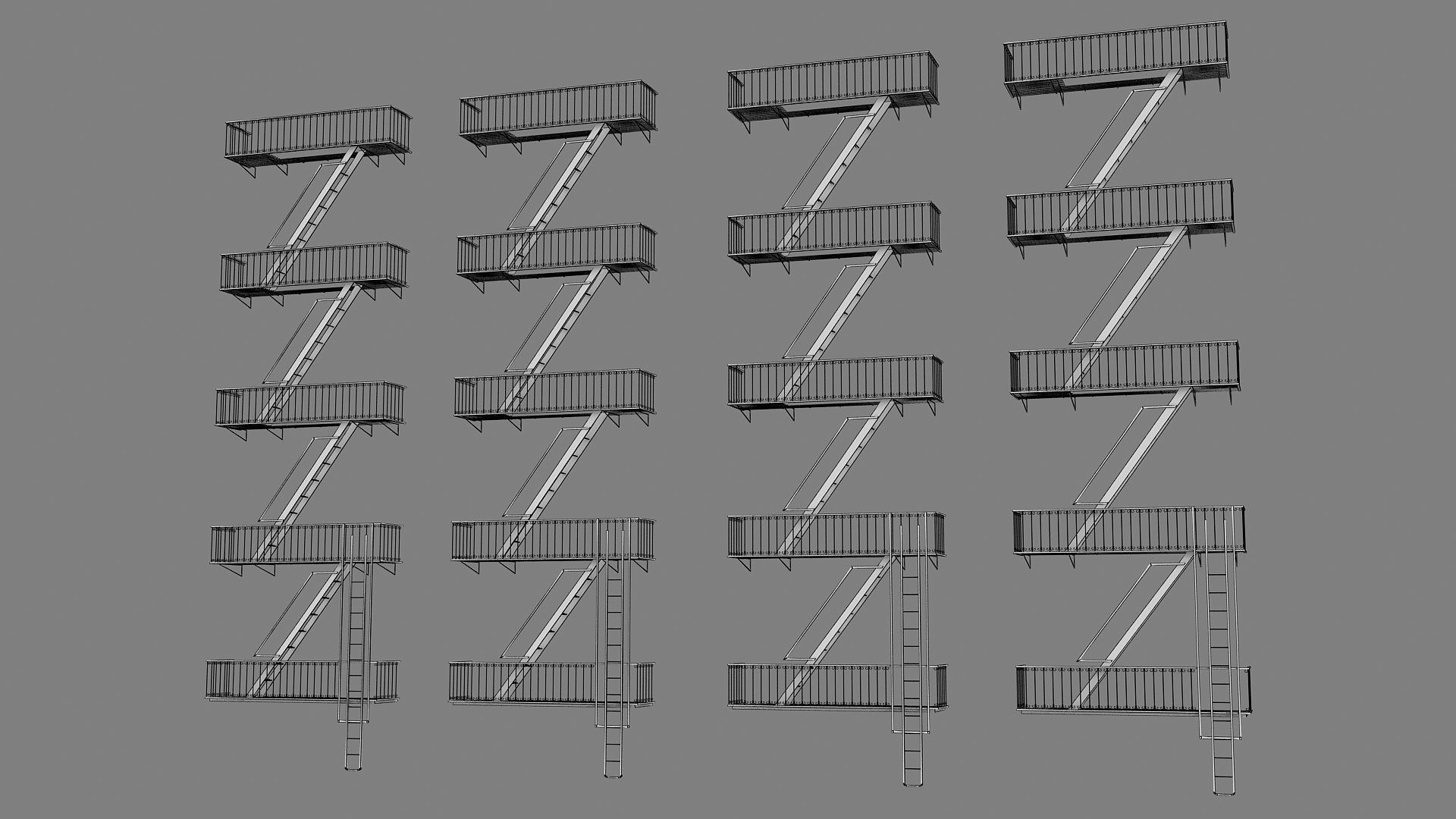 3D model Emergency Fire Escape Stairs 3d model VR / AR / low-poly ...