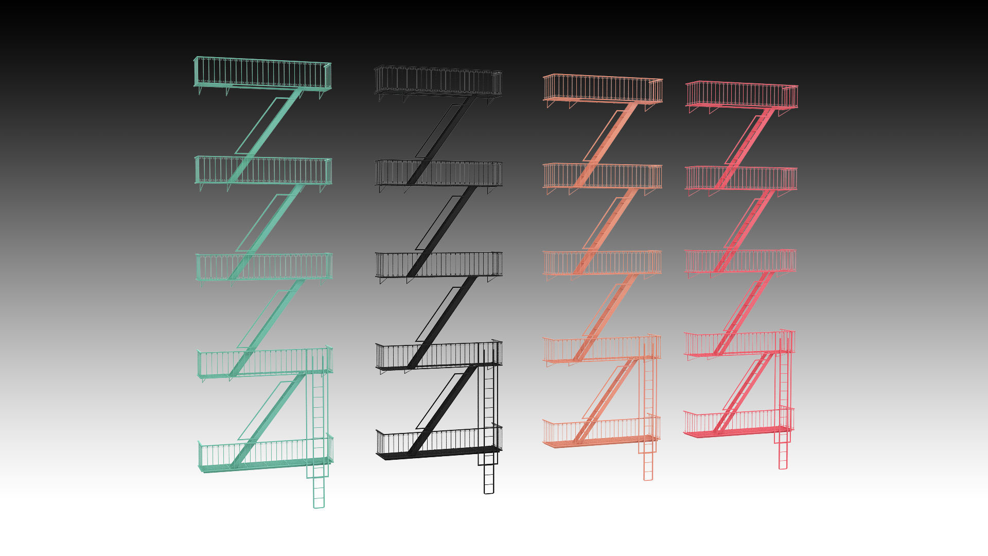 3D model Emergency Fire Escape Stairs 3d model VR / AR / low-poly ...
