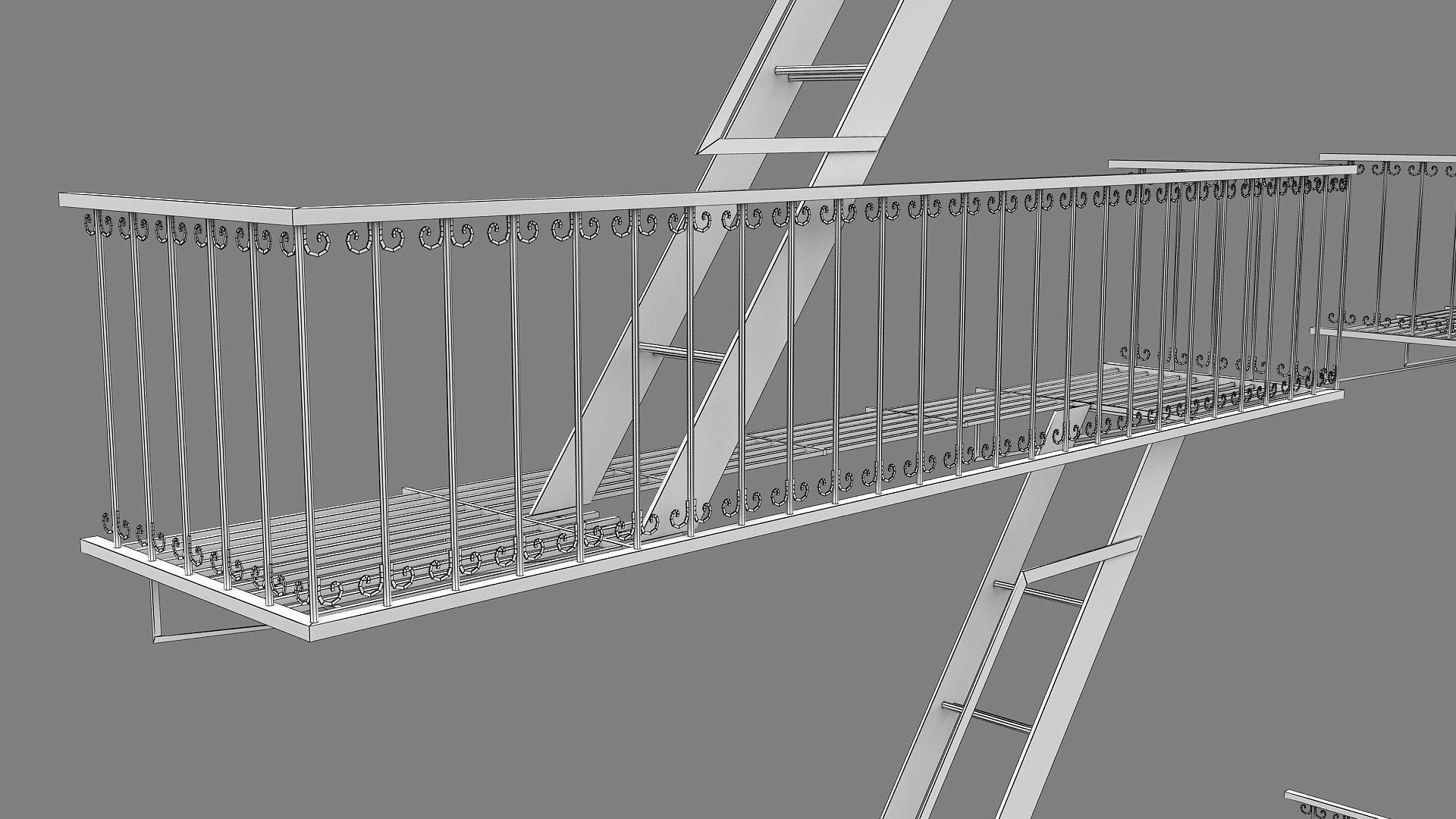 3D model Emergency Fire Escape Stairs 3d model VR / AR / low-poly ...