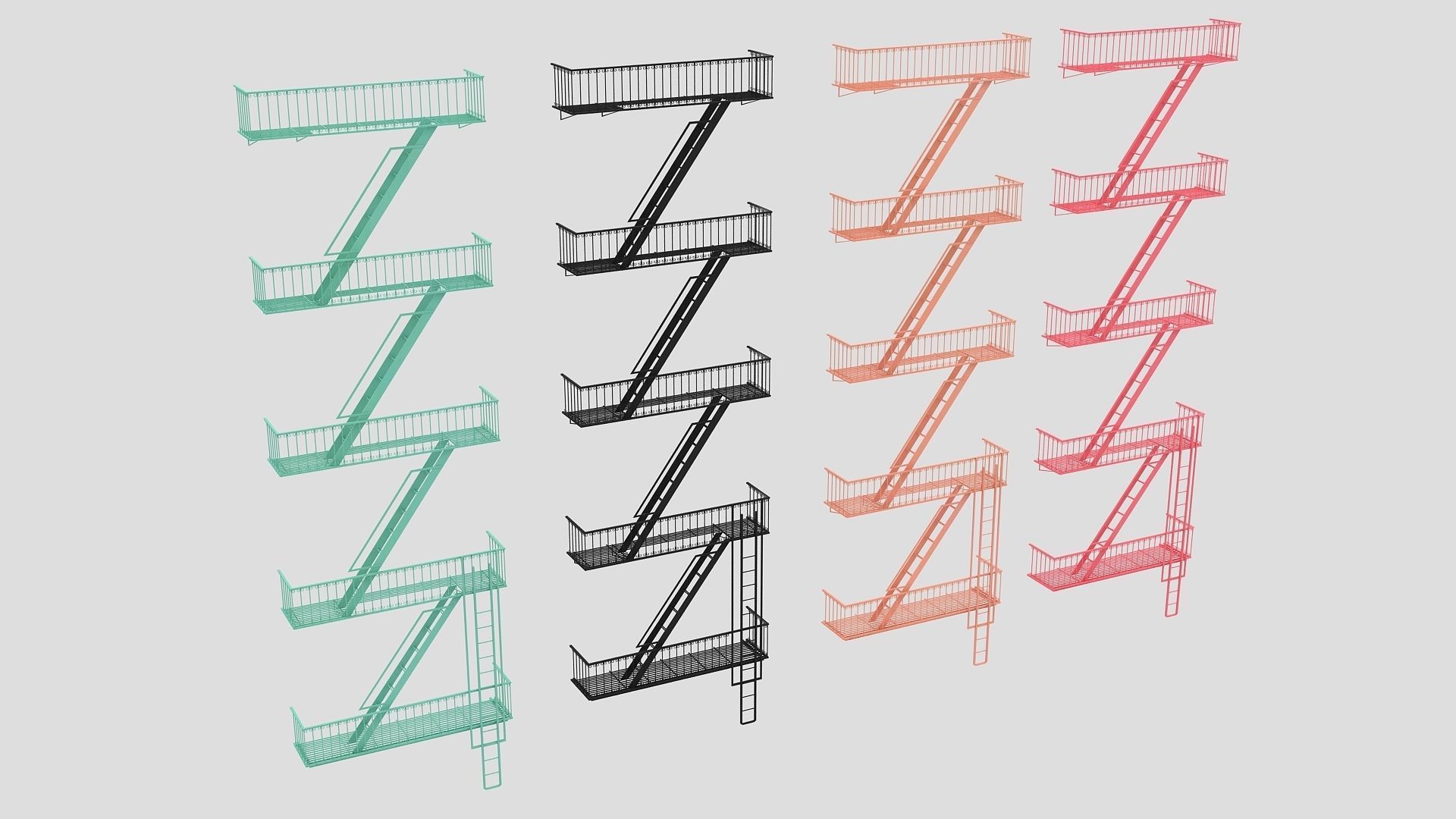 3D model Emergency Fire Escape Stairs 3d model VR / AR / low-poly ...