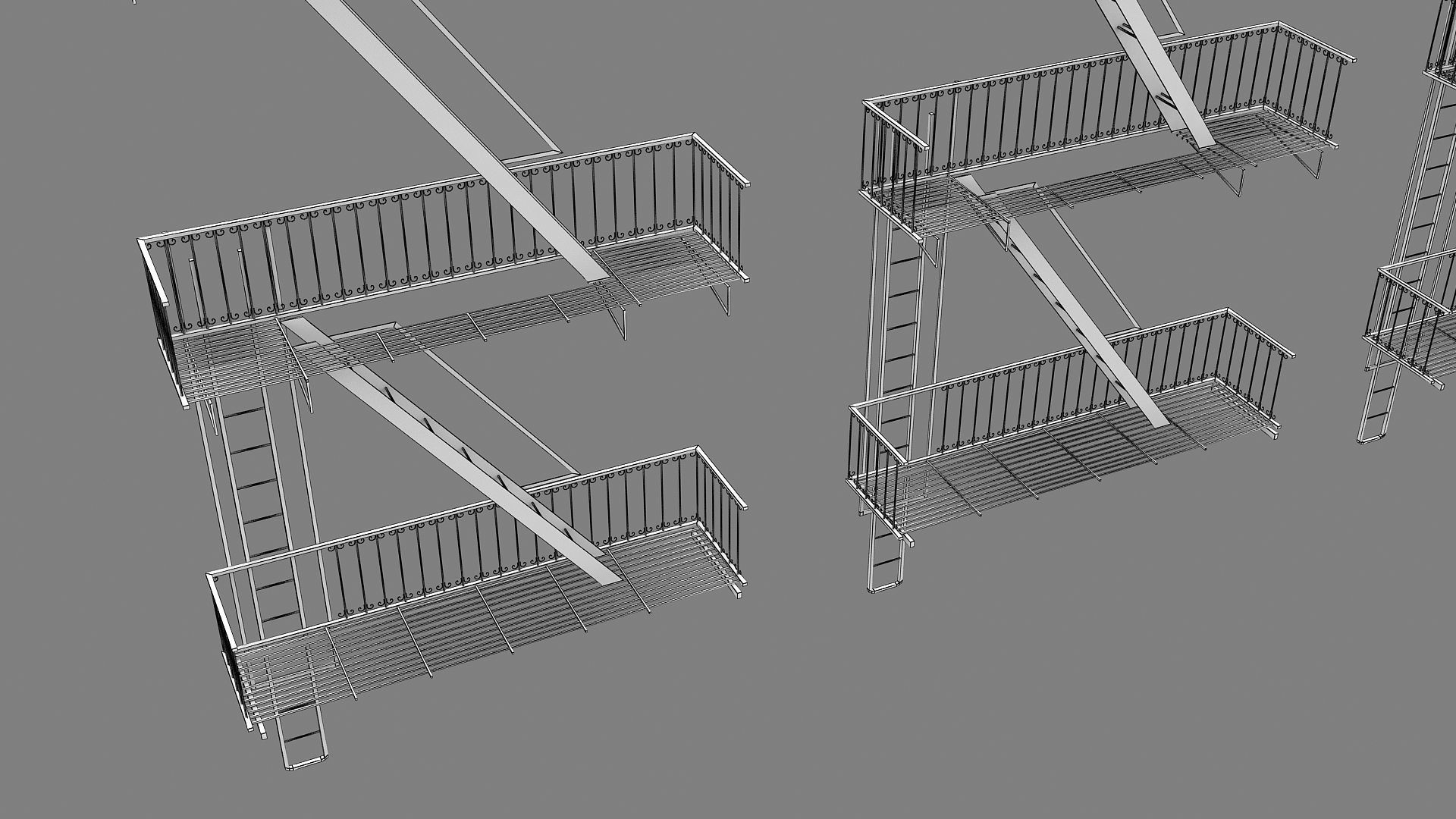 3D model Emergency Fire Escape Stairs 3d model VR / AR / low-poly ...