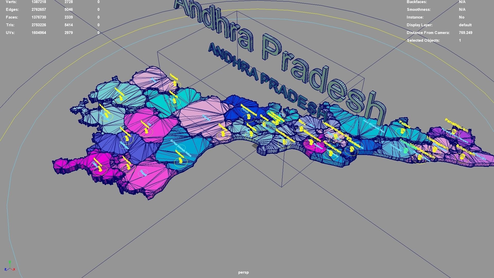 Andhra Pradesh India map region 3D model geography political 3D model ...