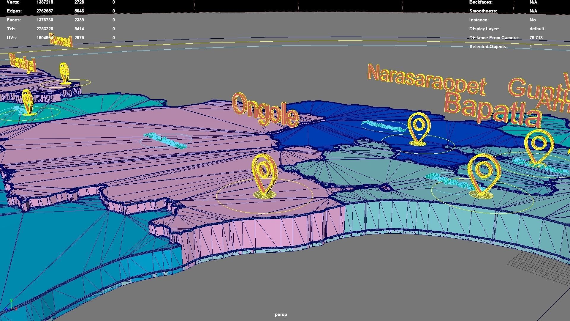 Andhra Pradesh India map region 3D model geography political 3D model ...