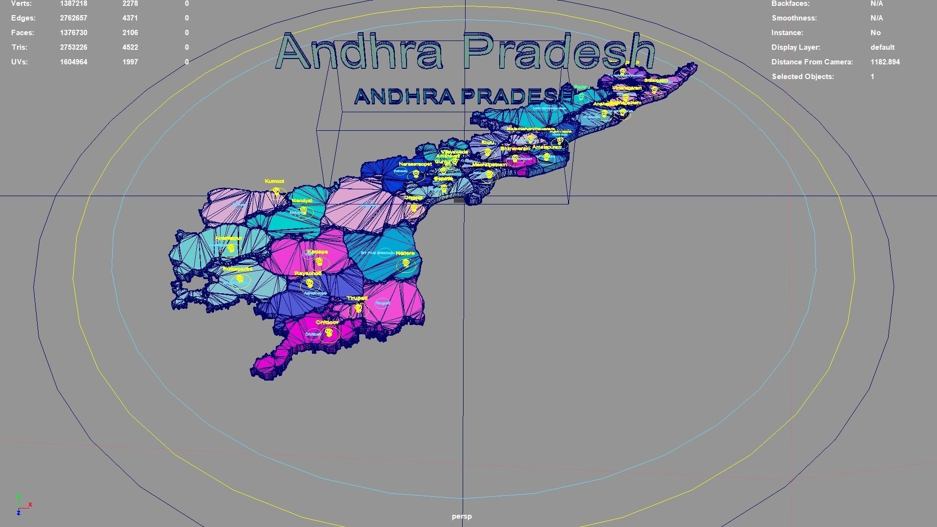 Andhra Pradesh India map region 3D model geography political 3D model ...