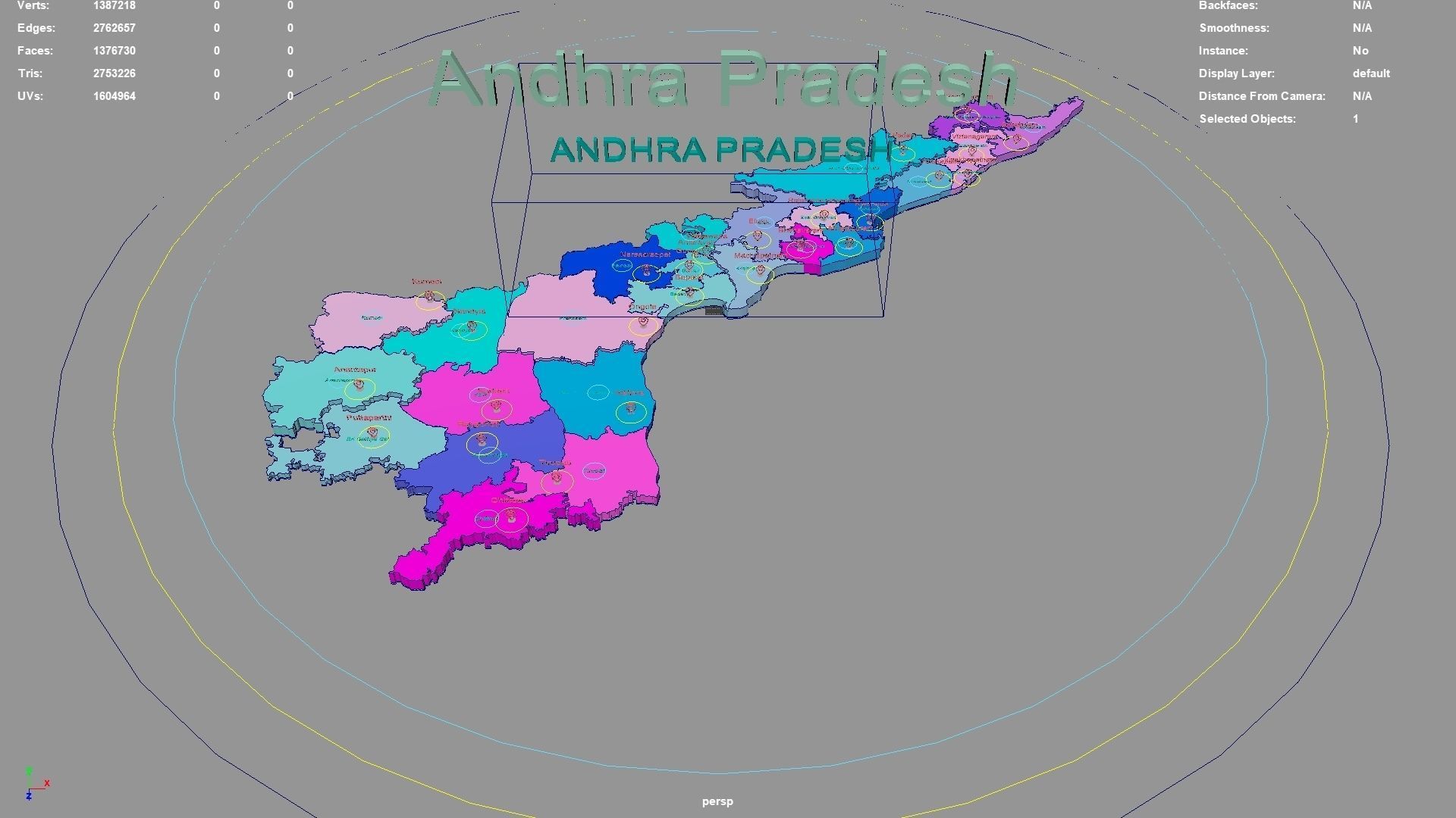 Andhra Pradesh India map region 3D model geography political 3D model ...