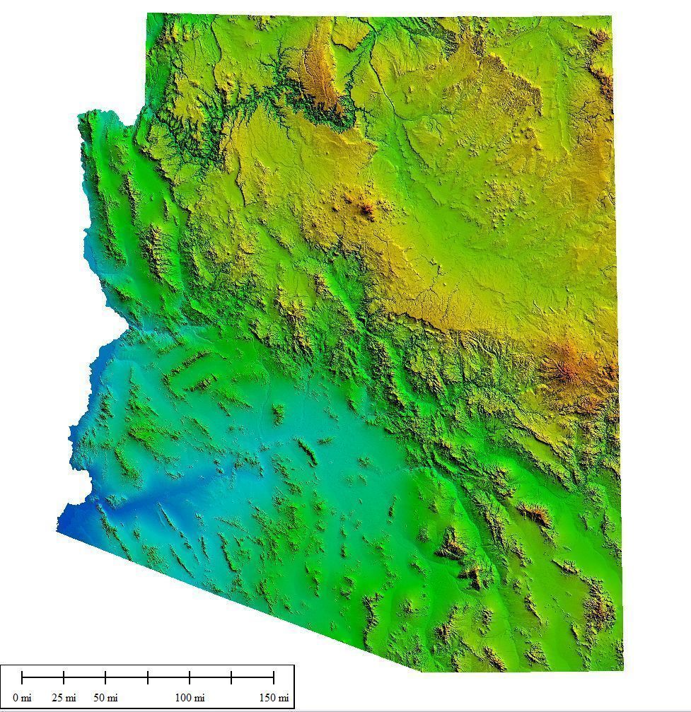 Arizona State 3D Topographic Terrain Map Model 3D model | CGTrader