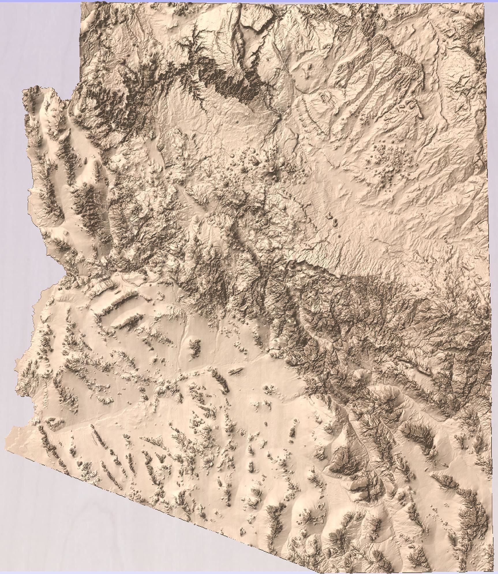 Arizona State 3D Topographic Terrain Map Model 3D model | CGTrader