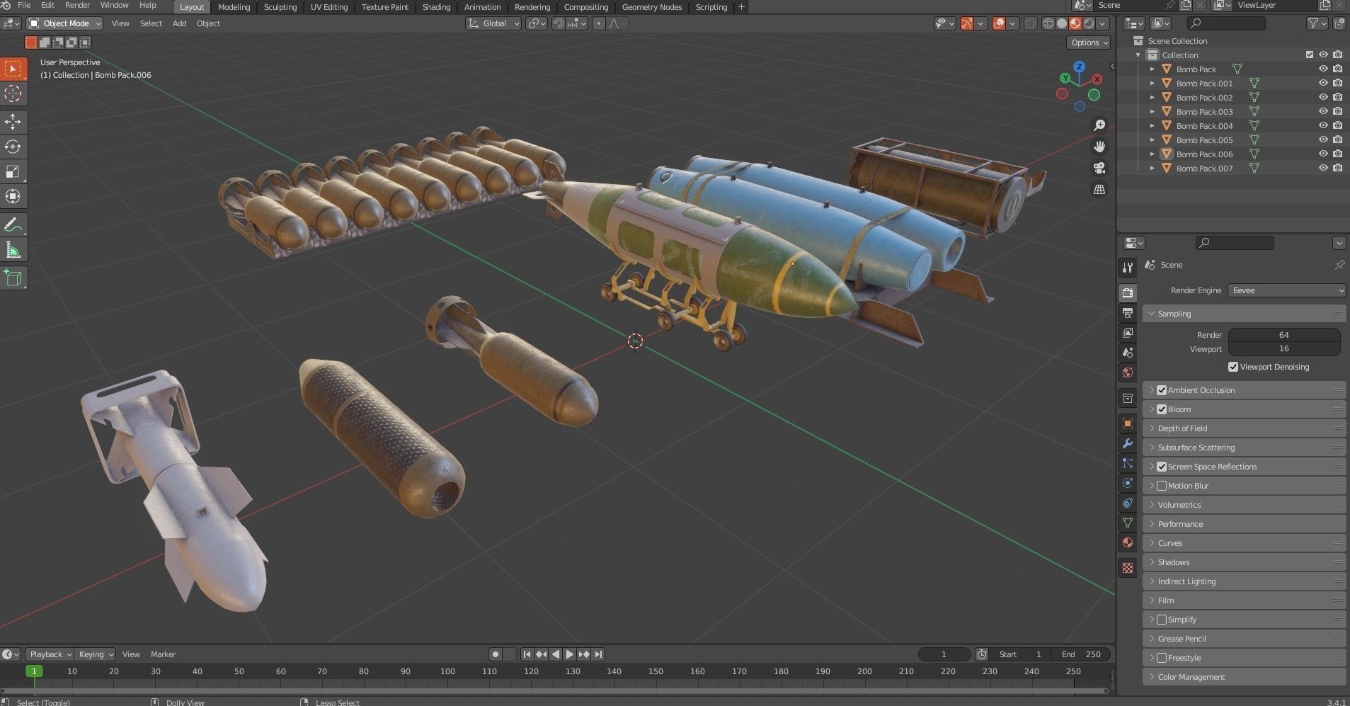 3D model Military Aircraft Bomb Pack VR / AR / low-poly | CGTrader