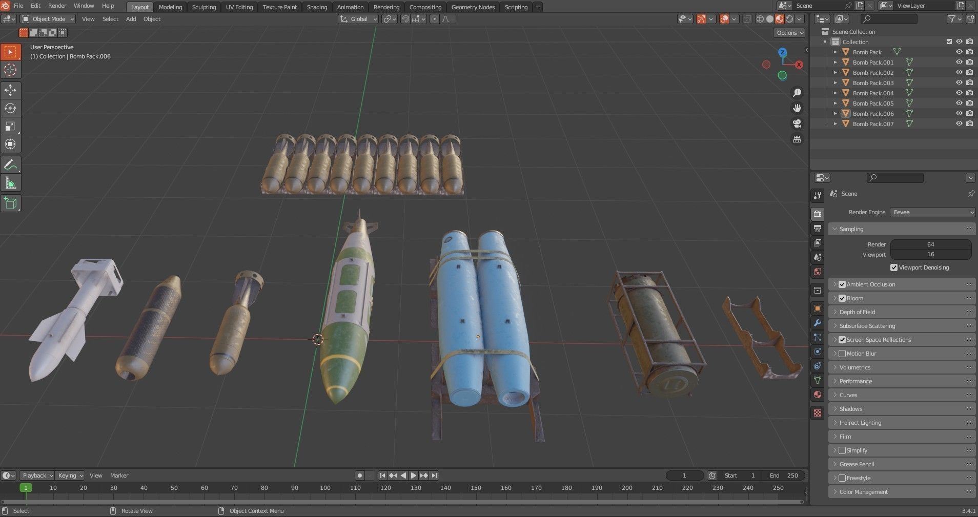3D model Military Aircraft Bomb Pack VR / AR / low-poly | CGTrader