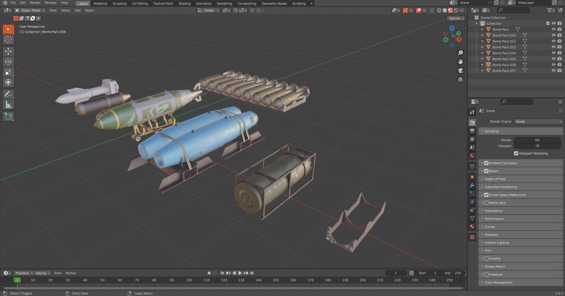 3D model Military Aircraft Bomb Pack VR / AR / low-poly | CGTrader