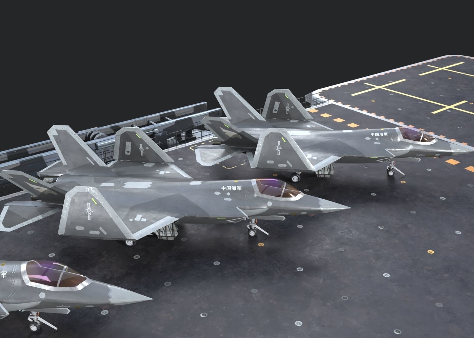 3D model 4 coatings of Shenyang J35 F35 gyrfalcon Fighter VR / AR / low ...