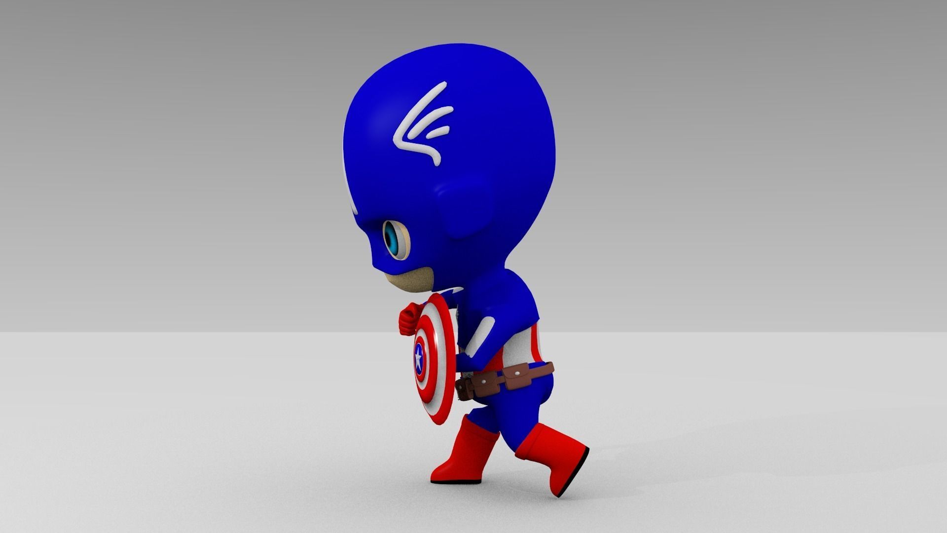 Captain America chibi 3D model rigged | CGTrader