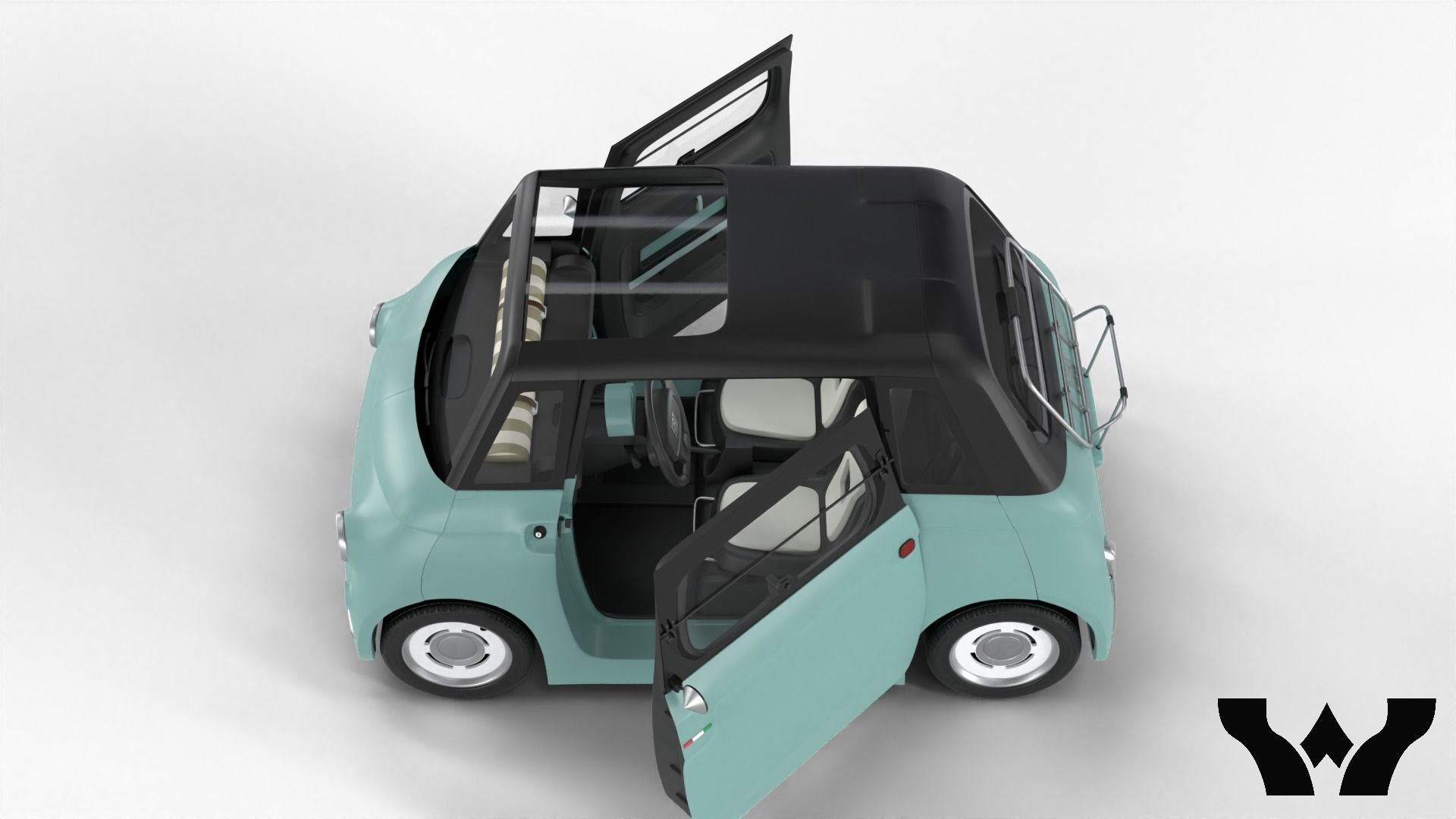 Fiat Topolino 2024 HQ interior 3D model rigged | CGTrader