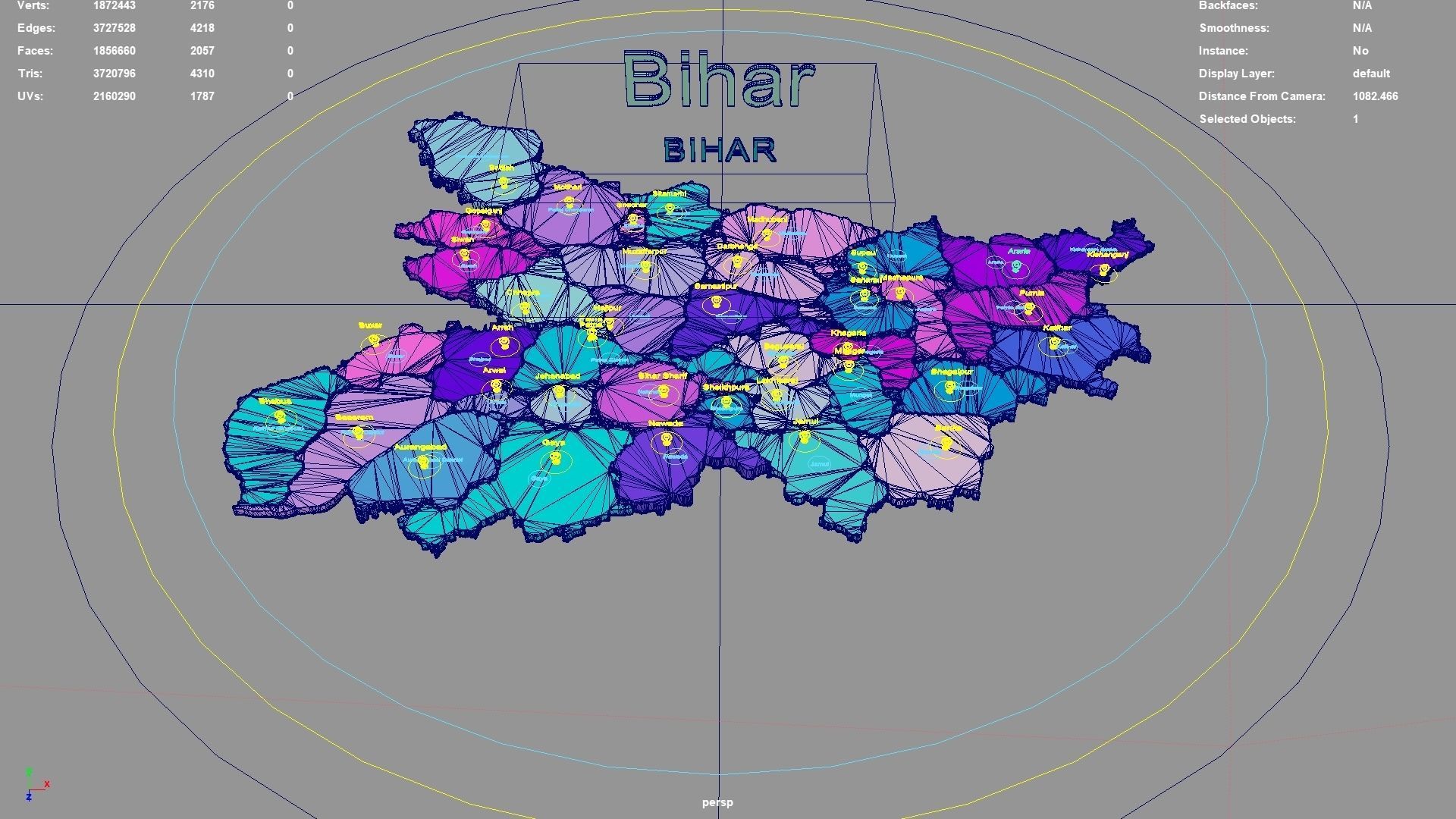 Bihar India map region 3D model geography political geographic 3D model ...