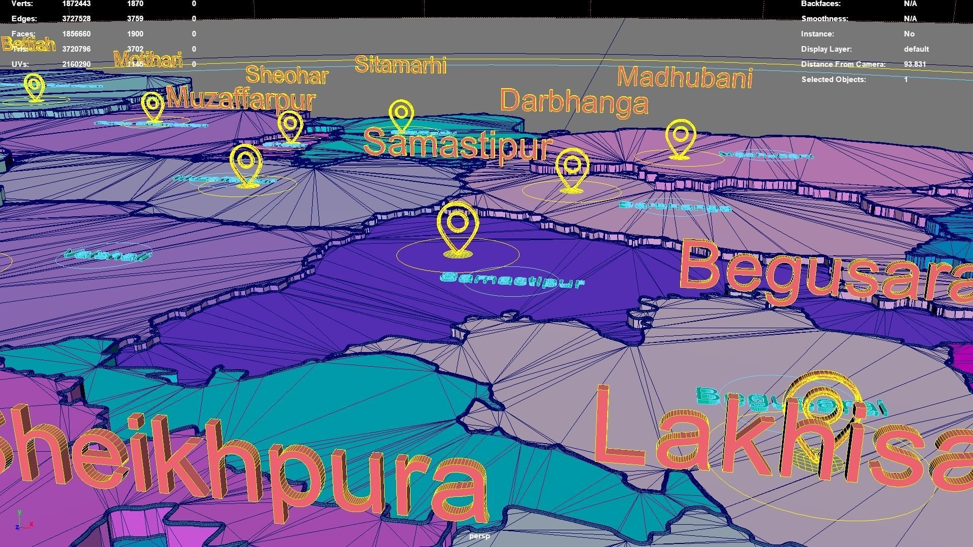 Bihar India map region 3D model geography political geographic 3D model ...