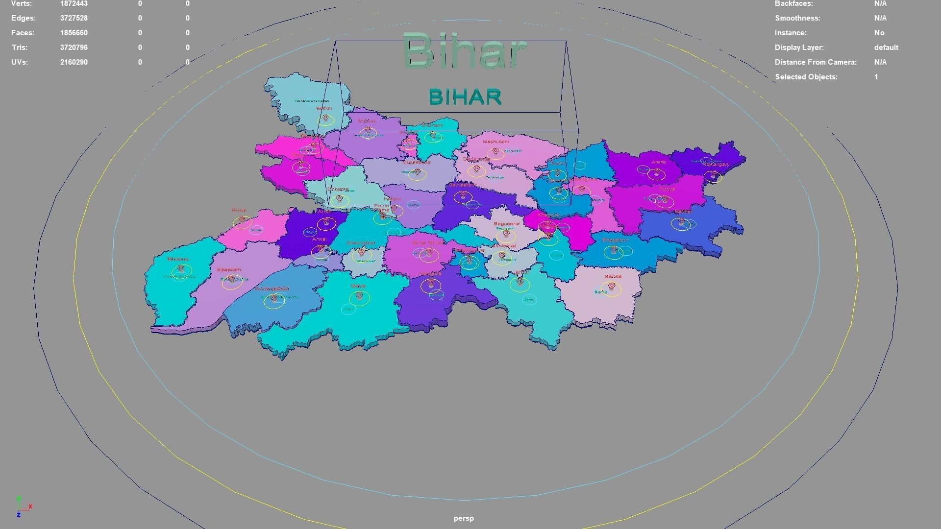 Bihar India map region 3D model geography political geographic 3D model ...