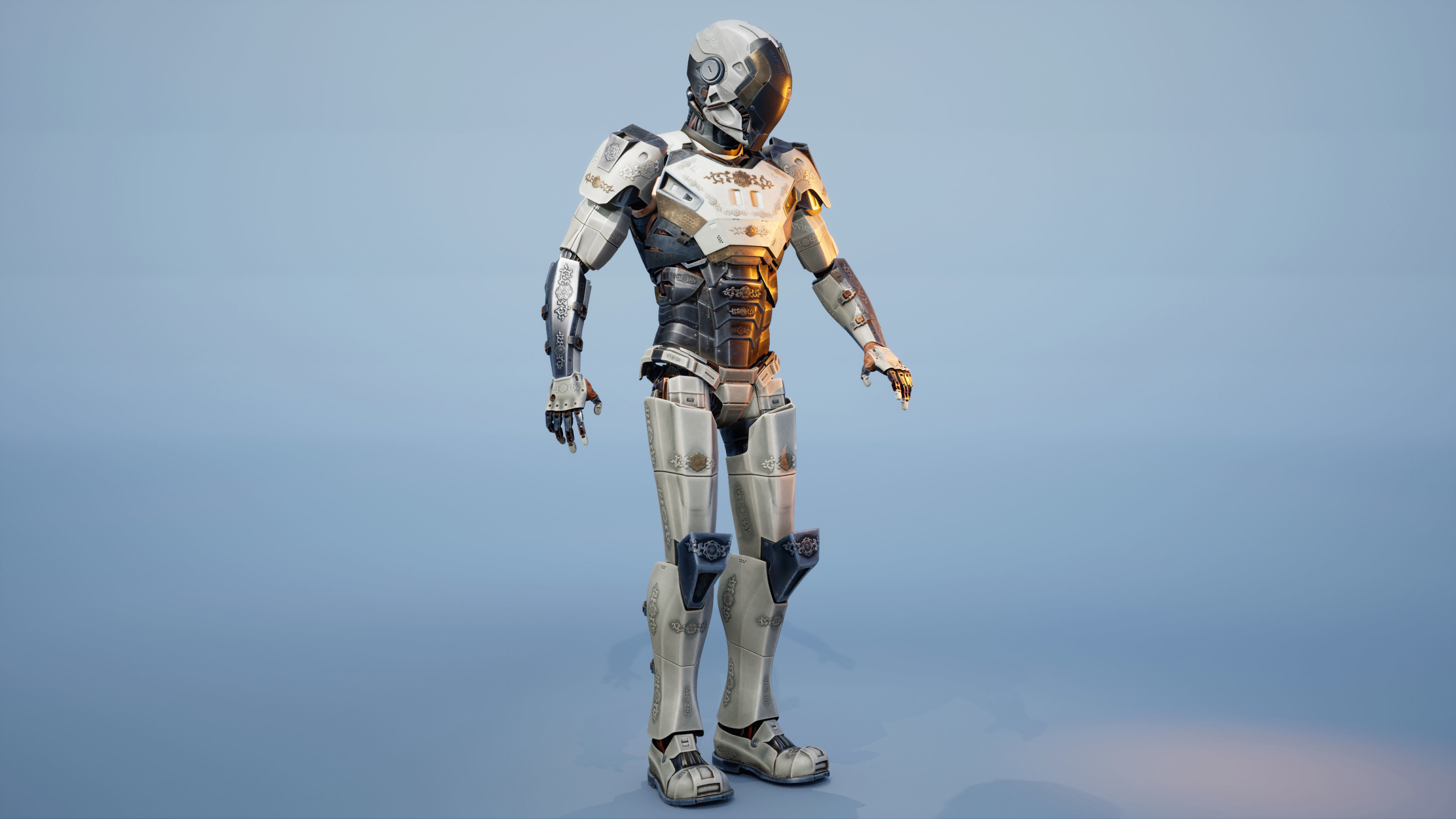 Sci-fi Mechanical Robot Android with Carvings 3D model 3D model rigged ...