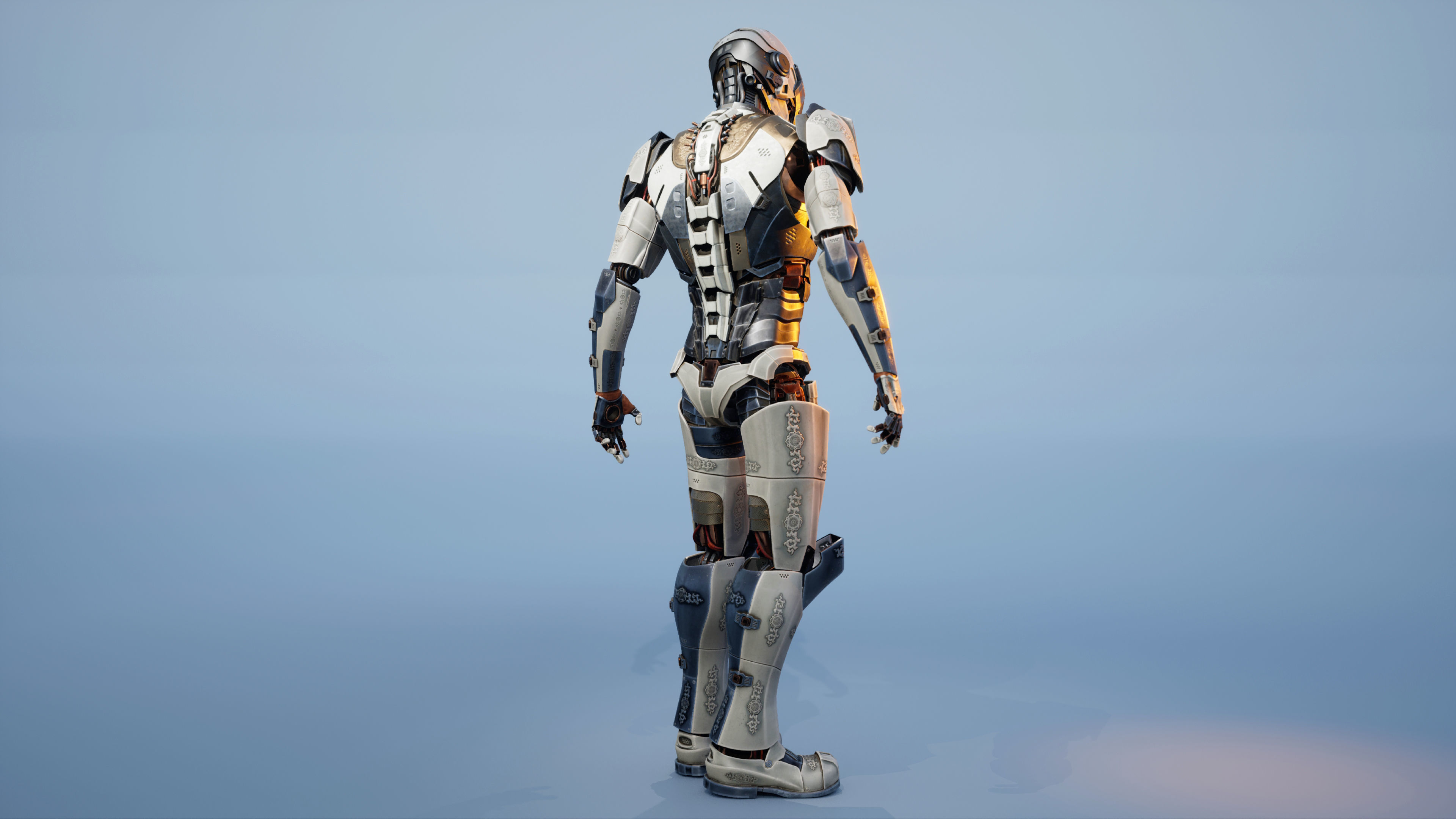 Sci-fi Mechanical Robot Android with Carvings 3D model 3D model rigged ...