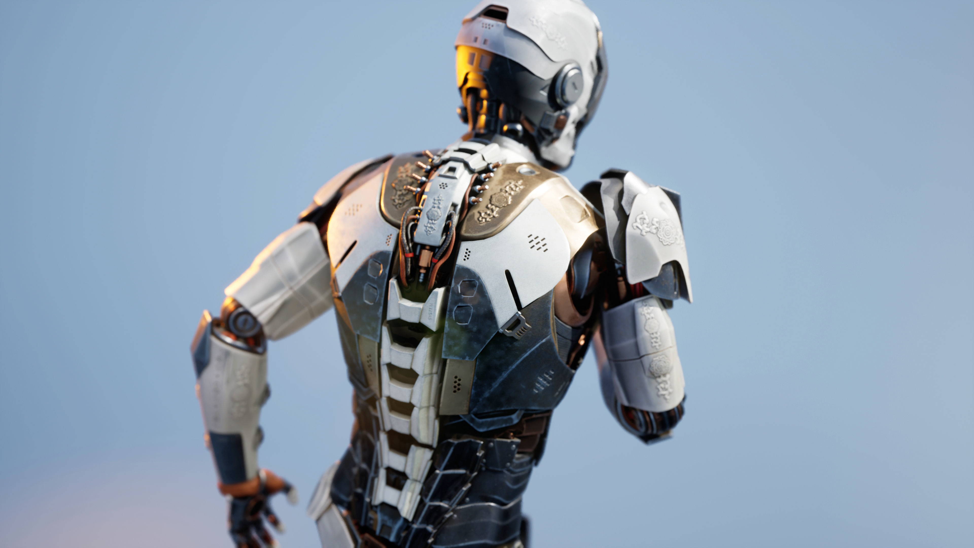 Sci-fi Mechanical Robot Android with Carvings 3D model 3D model rigged ...