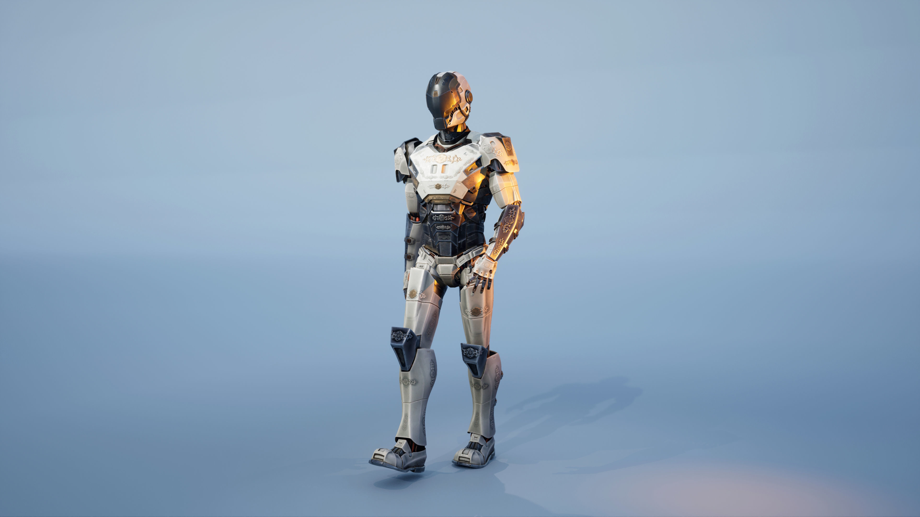 Sci-fi Mechanical Robot Android with Carvings 3D model 3D model rigged ...