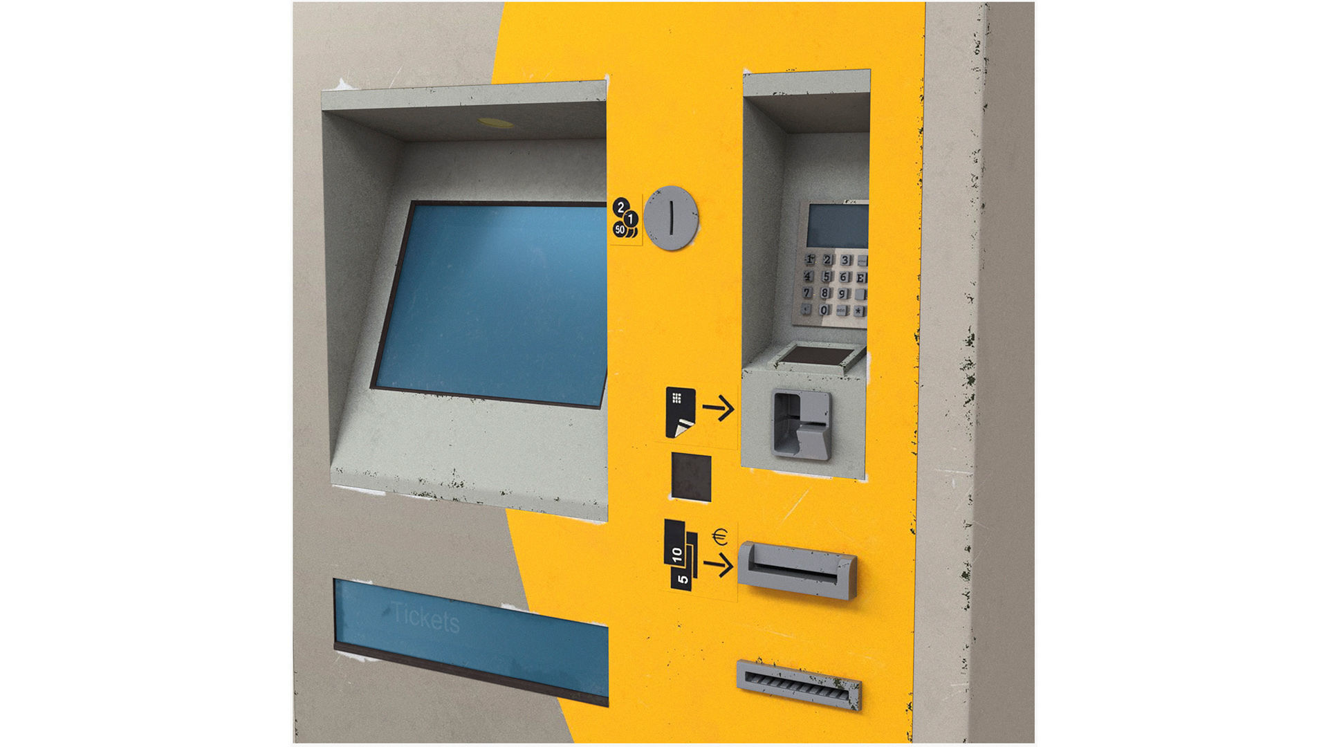 3D model Biletomat ticket validation card payment machine aged VR / AR ...